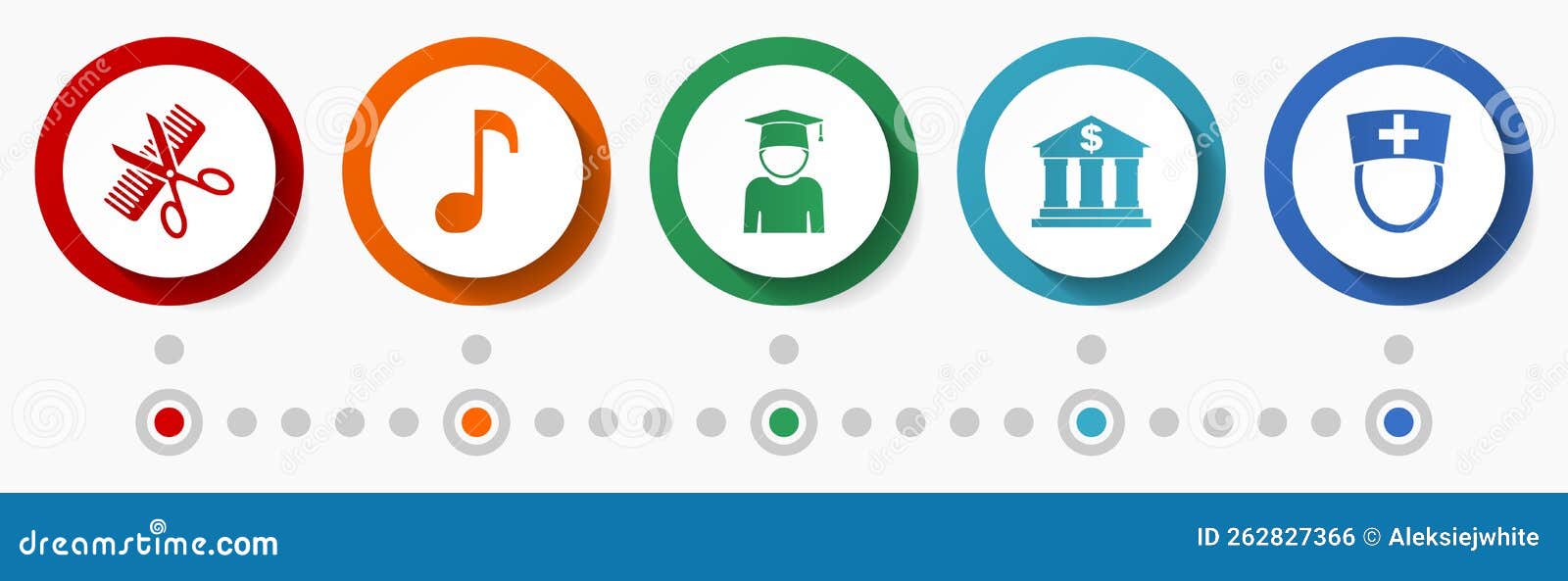 Education Vector Icon Set, School Concept Flat Design Buttons, Study ...