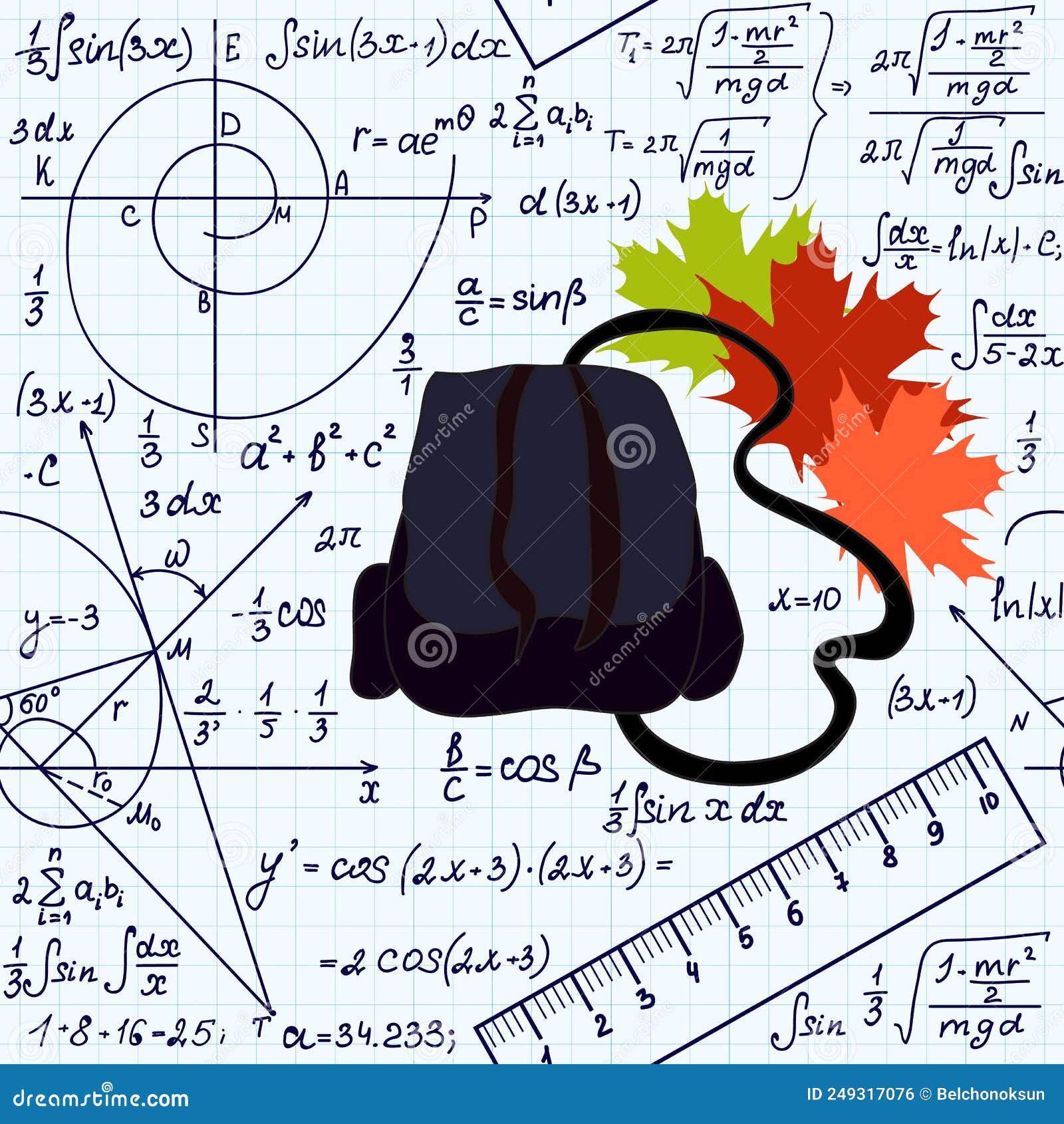 Education Vector Seamless Pattern `Back To School` with Handwritten ...