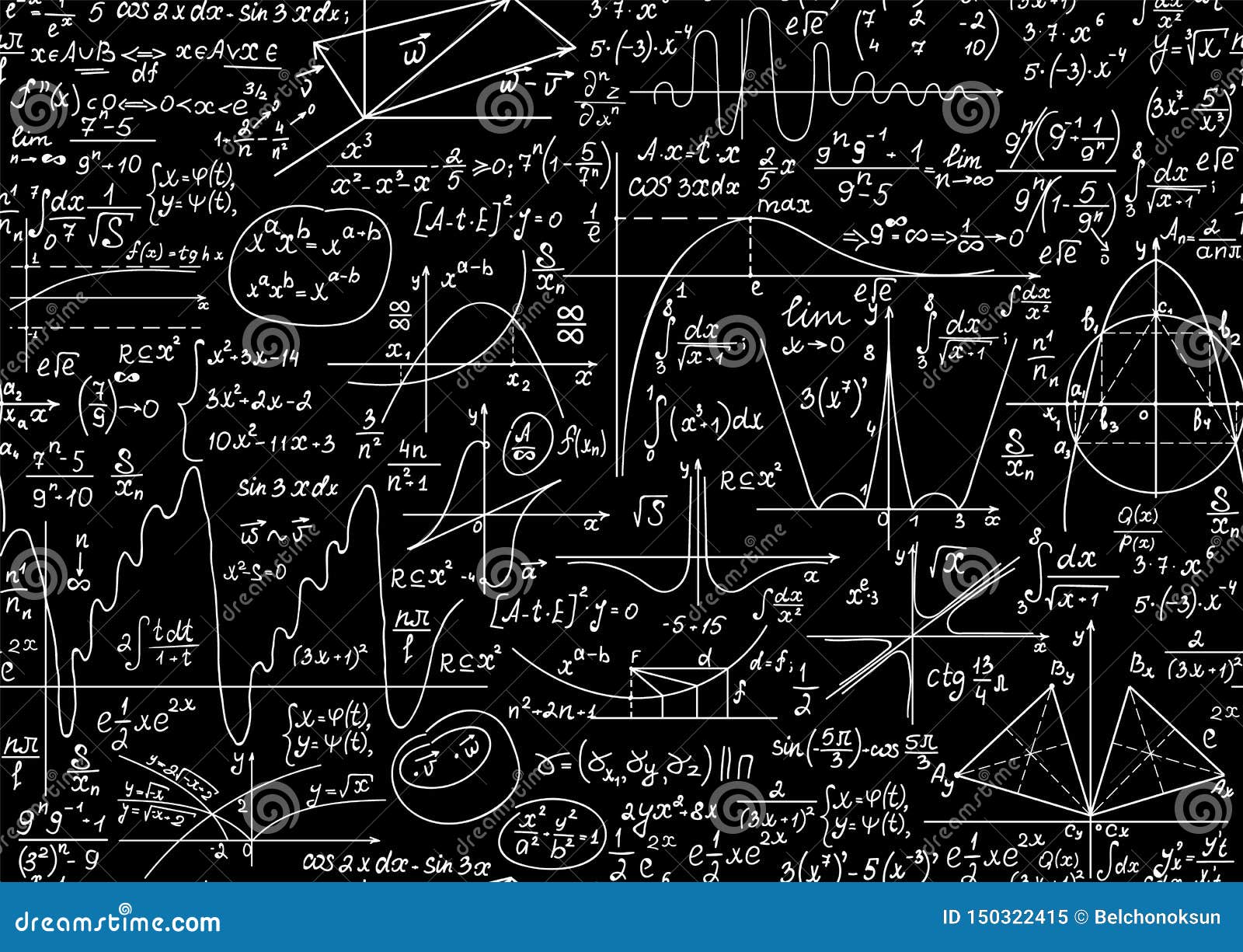 Education Vector Seamless Pattern with Math and Physics Handwritten ...