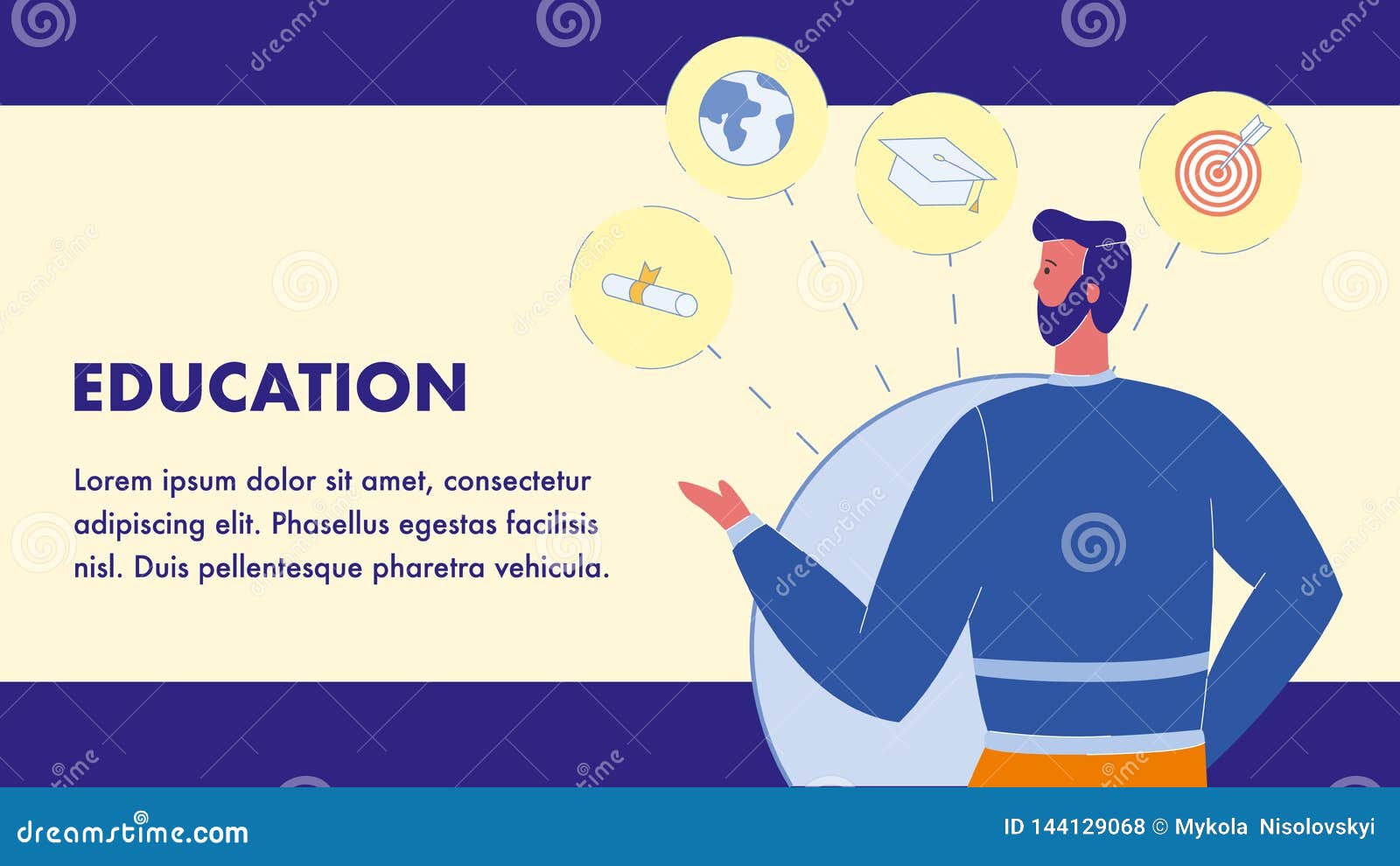 Education Vector Web Banner Layout with Text Space Stock Vector ...