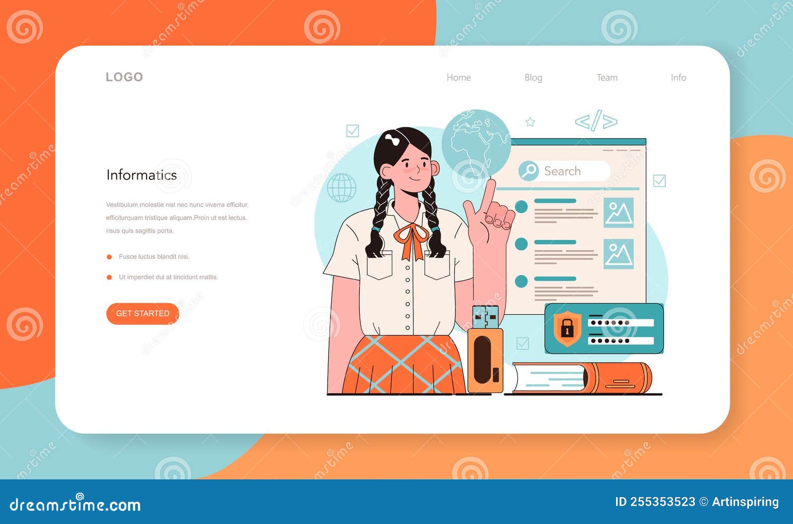 It Education Web Banner or Landing Page. Student Write Software Stock ...