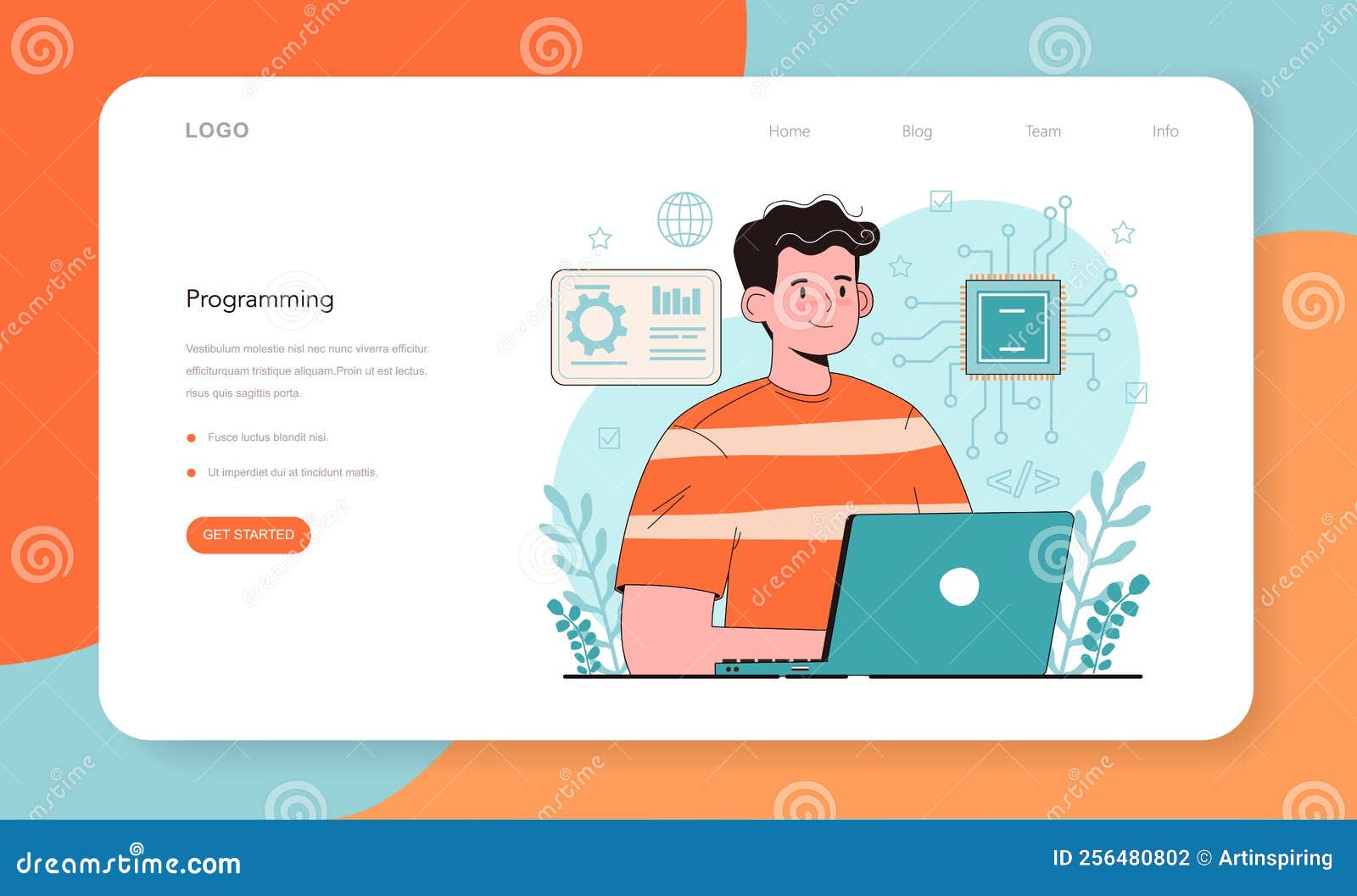 It Education Web Banner or Landing Page. Student Write Software Stock ...