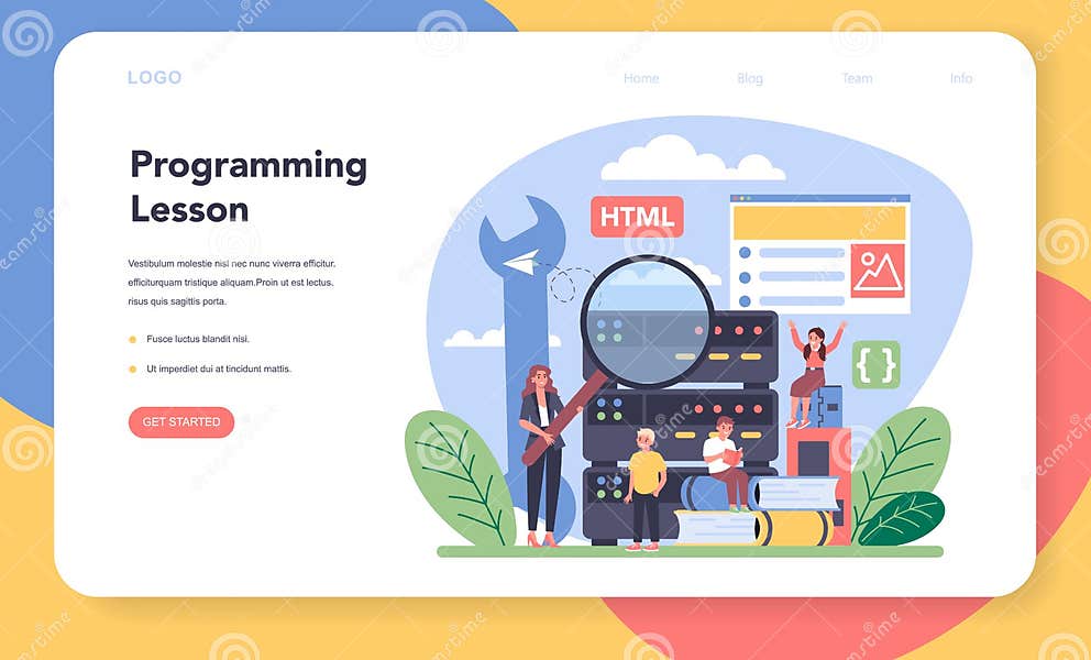 It Education Web Banner or Landing Page. Student Write Software Stock ...