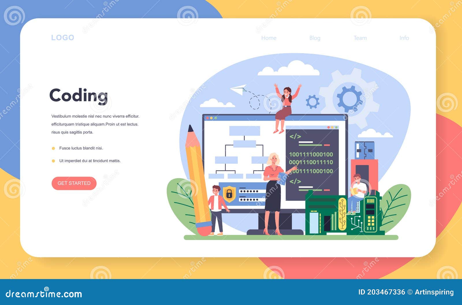 It Education Web Banner or Landing Page. Student Write Stock Vector ...