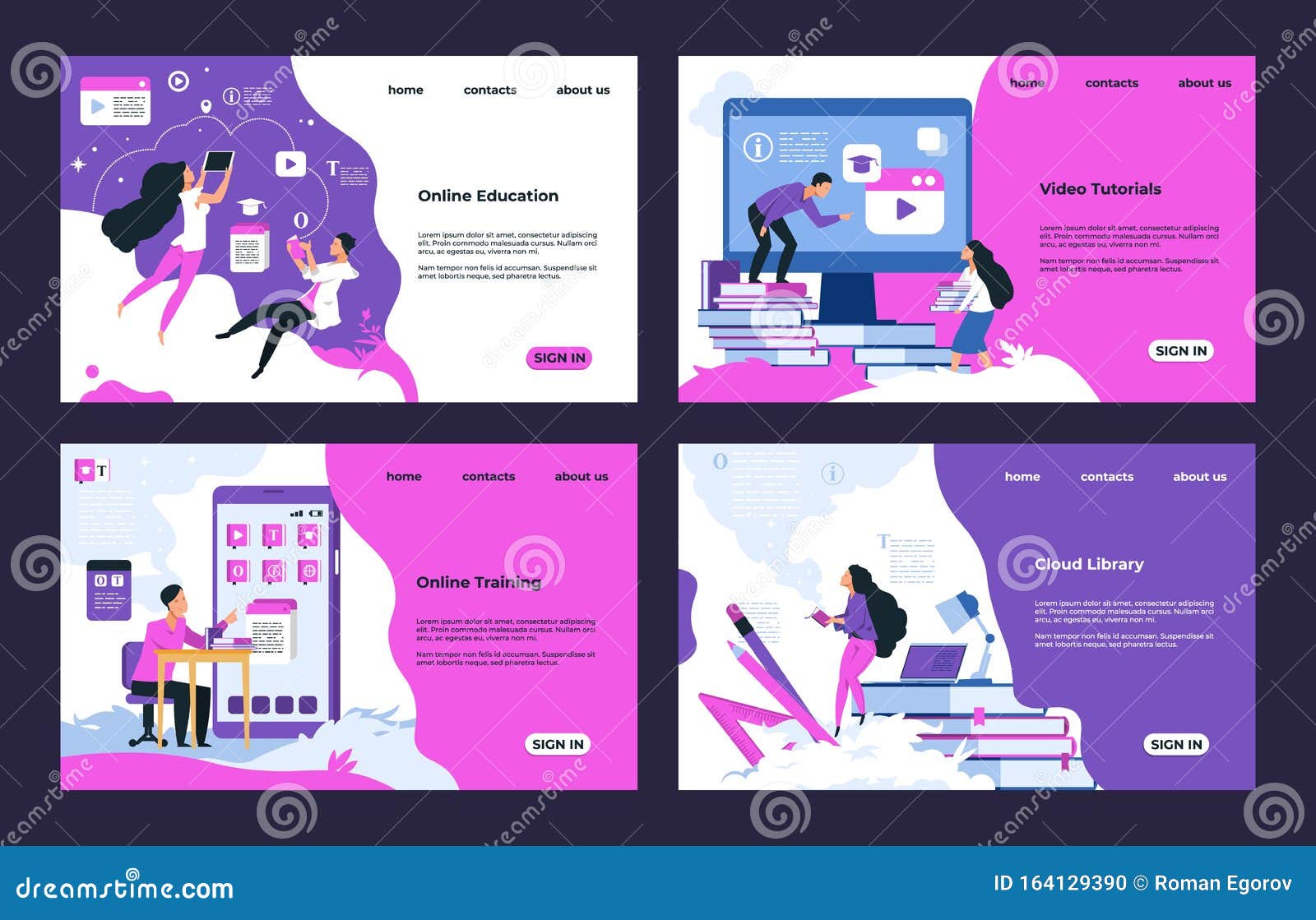 Education Website. Cloud Library, Learning Videos and Tutorials, Online ...