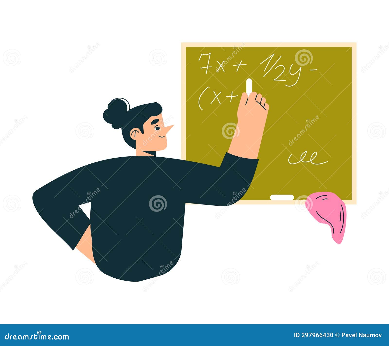 Education with Woman Character Write on Chalkboard Learning and Study ...