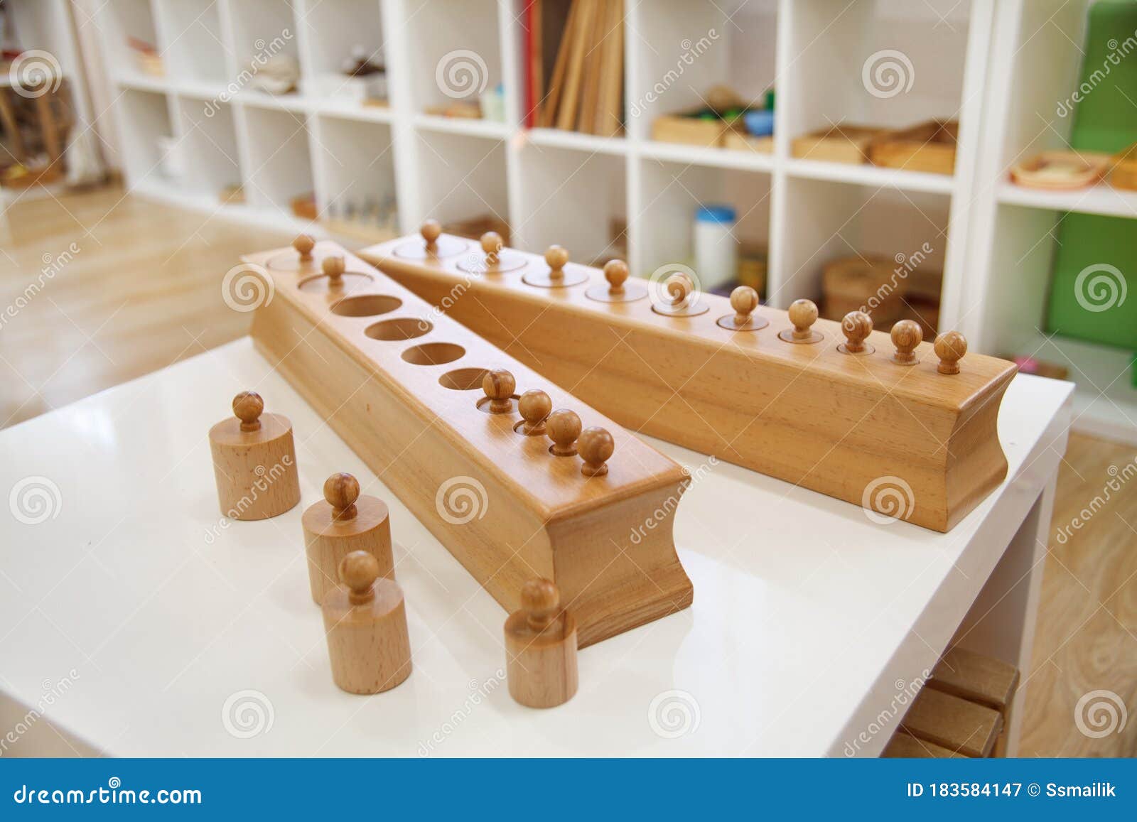 Education wooden cylinders stock image. Image of childhood - 183584147