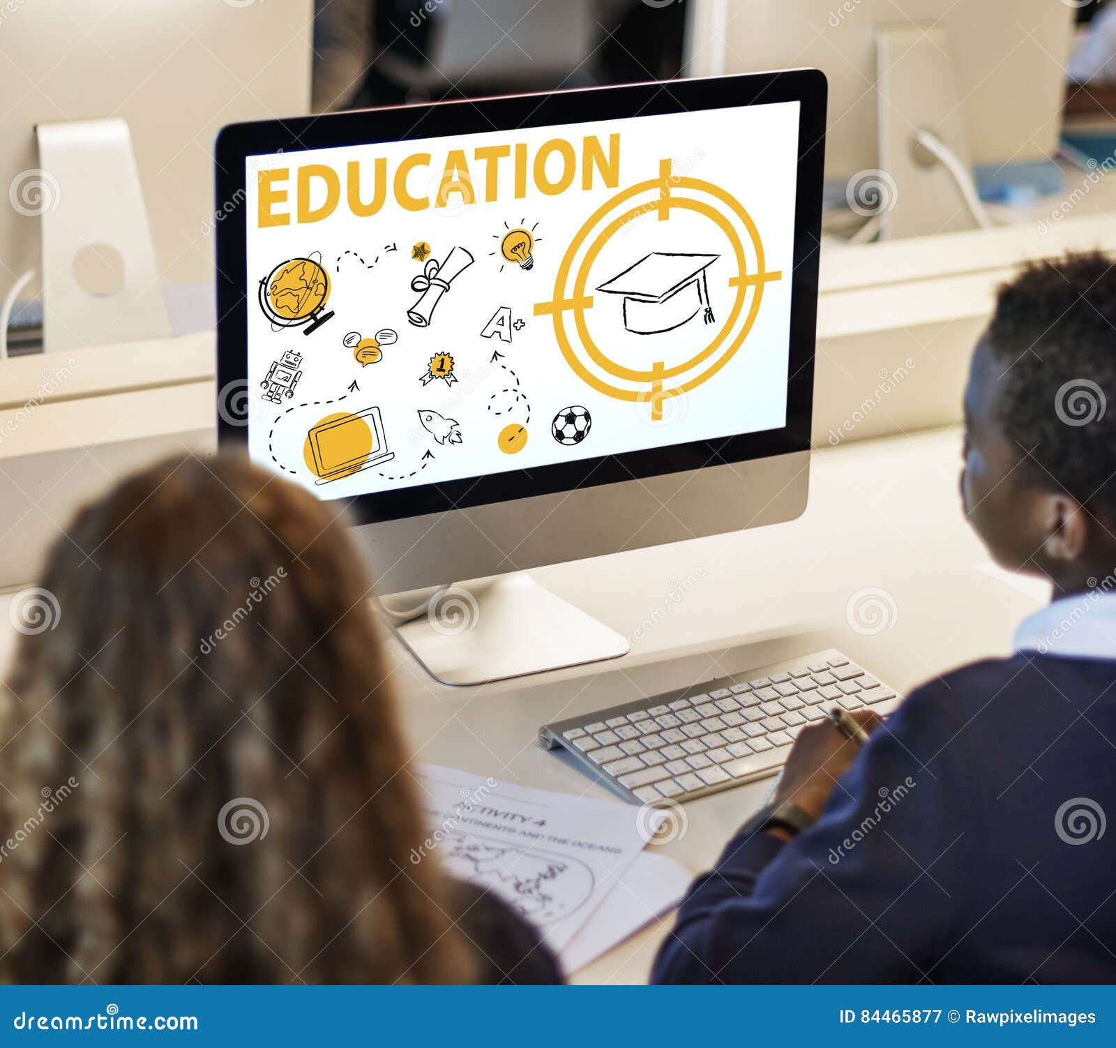 Education Word Hat Computer Learning Graphic Concept Stock Image ...