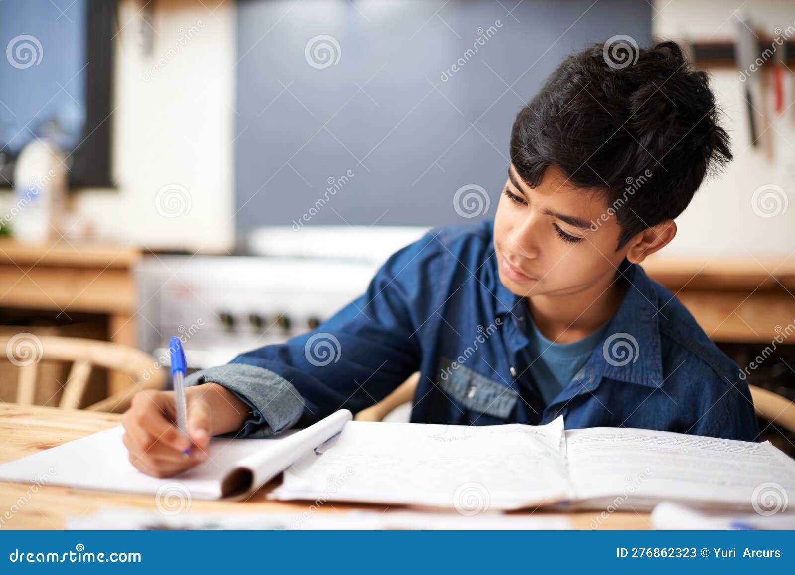 Education, Writing and Boy Child in a Classroom for Studying, Exam or ...