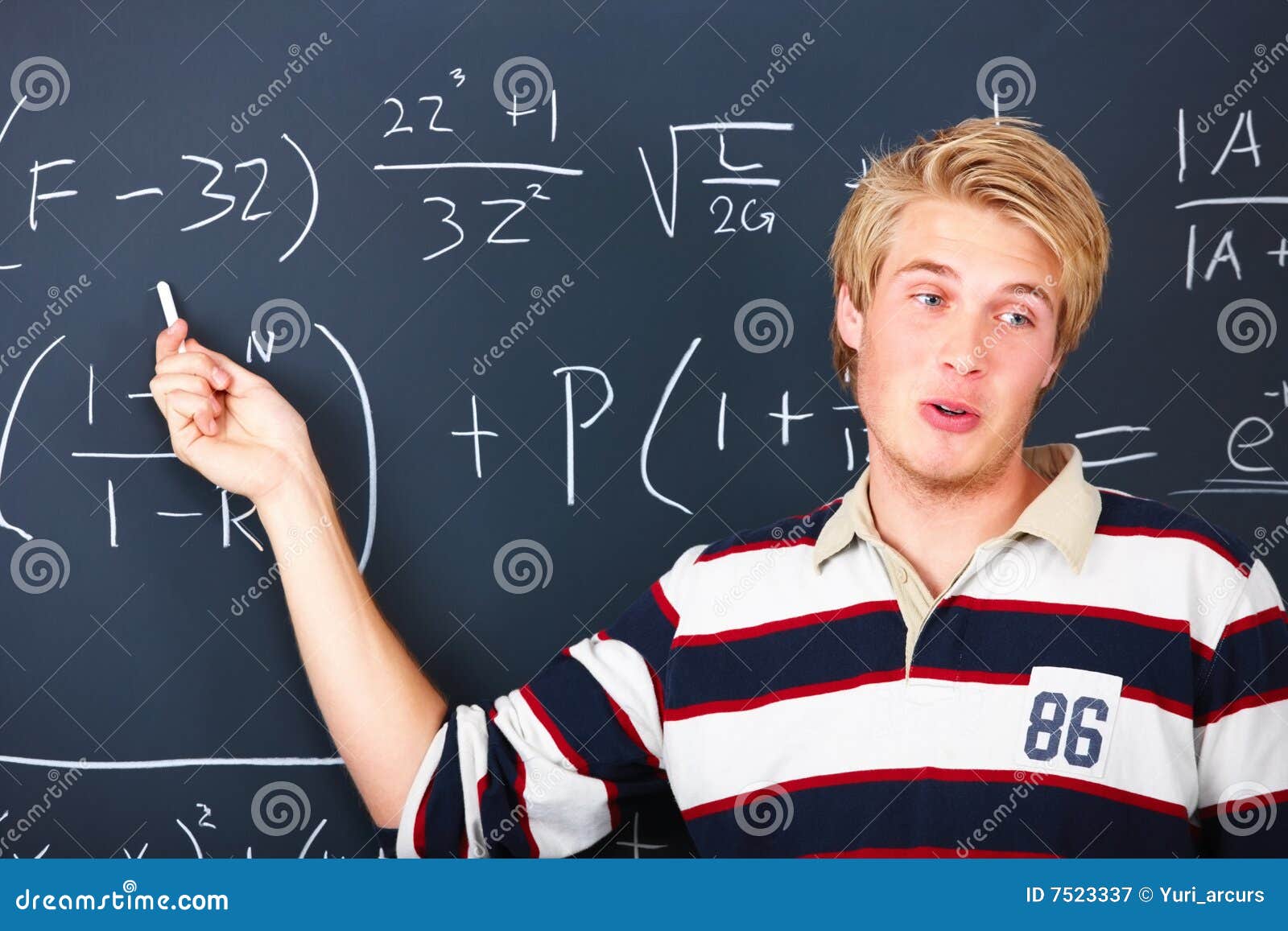 Education - Young Man Demonstrating Algebra Stock Image - Image of ...