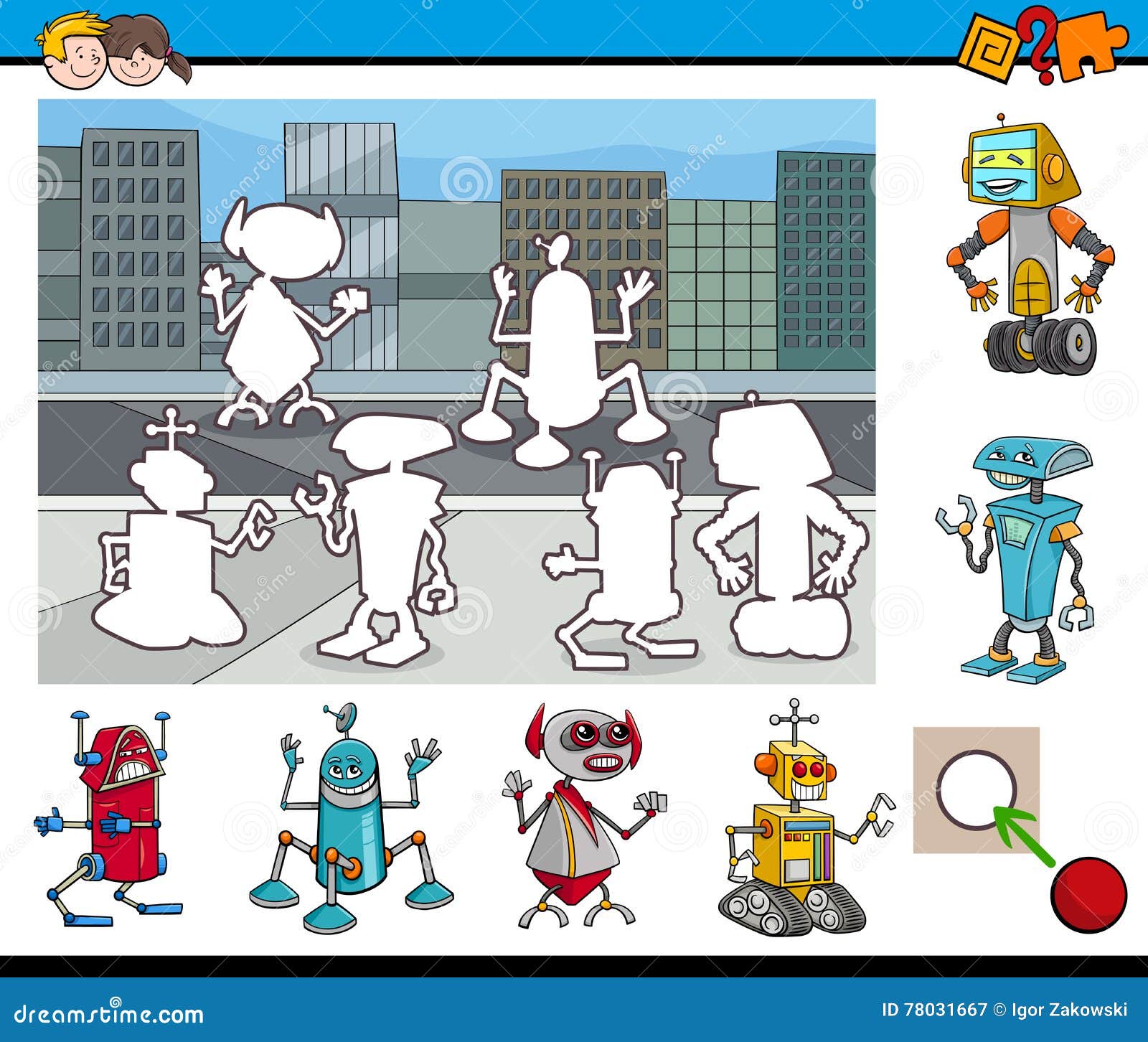 Educational Activity with Robots Stock Vector - Illustration of game ...