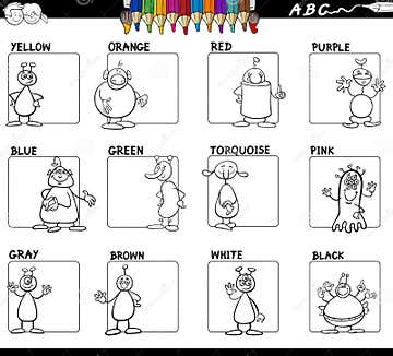 Educational Basic Colors Set Coloring Book Stock Vector - Illustration ...