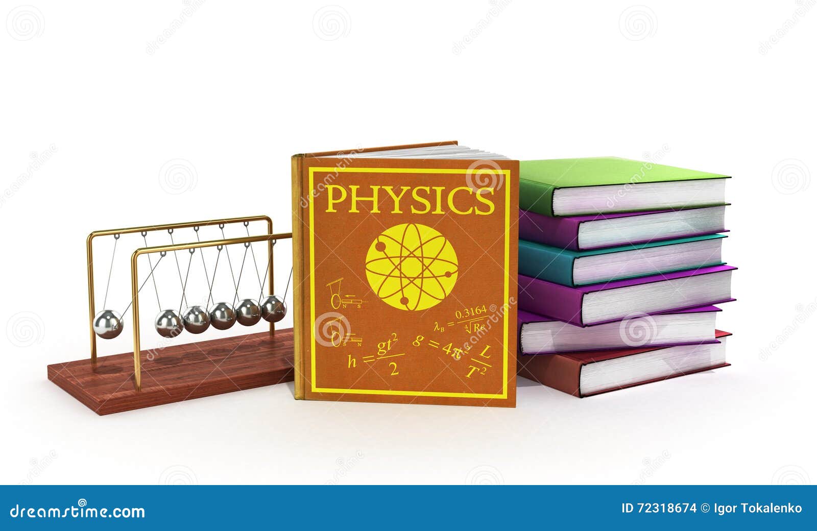 Educational Books on Physics 3d Illustration on White Stock ...
