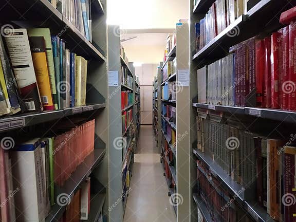 Educational Books in Shelf in College Library Editorial Stock Image ...