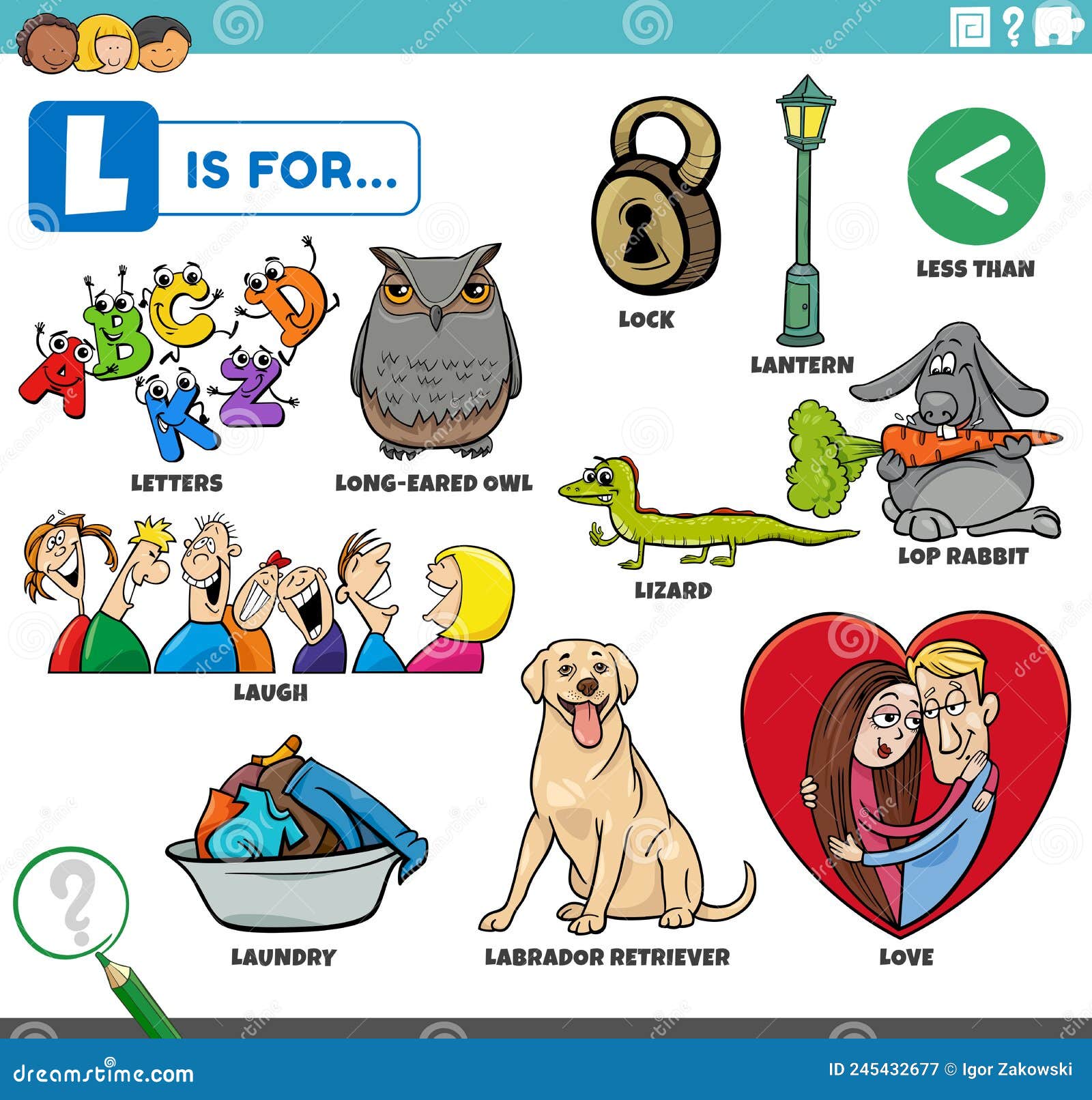 Letter L Words Educational Set with Cartoon Characters Stock Vector ... Letter L Words Educational Set with Cartoon Characters Stock Vector ...