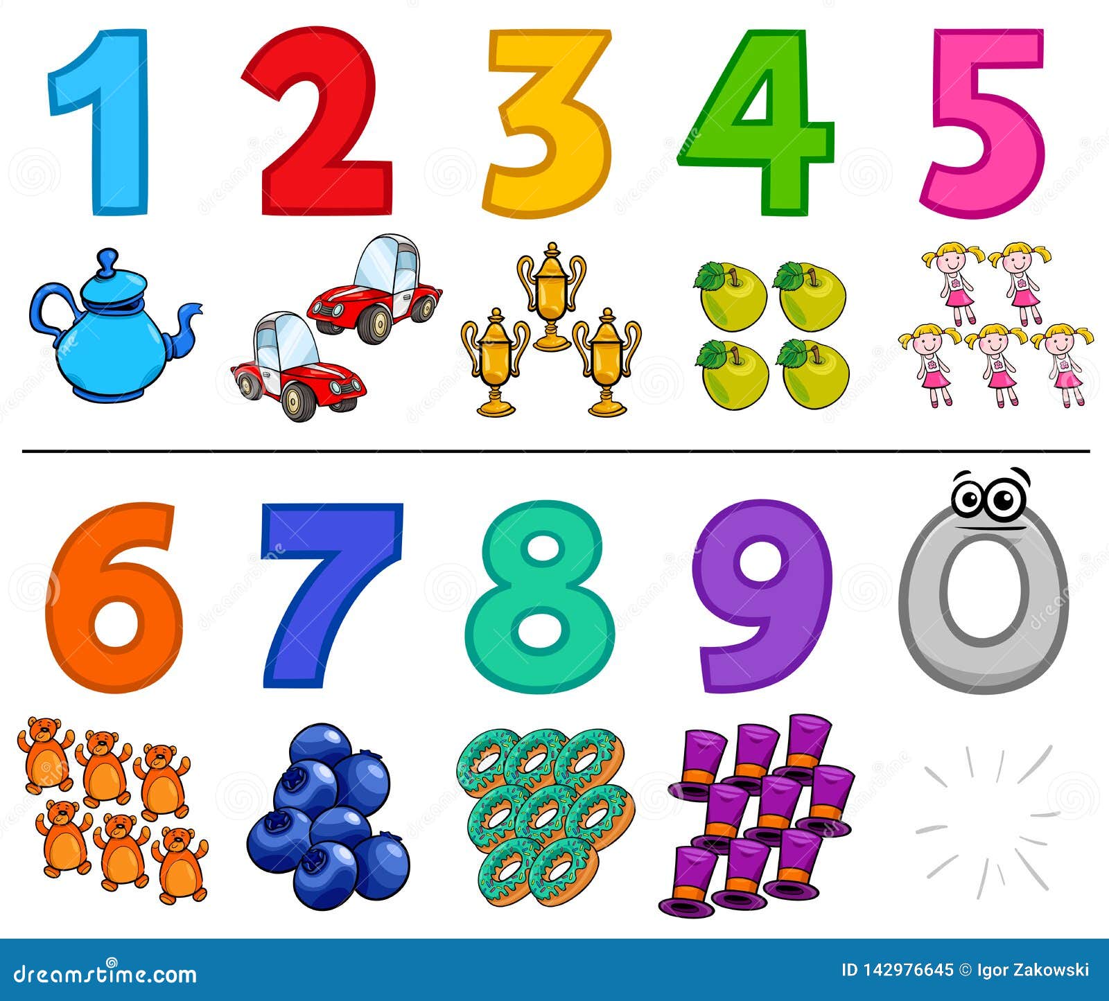 Educational Vector Cartoon Numbers Collection Stock Vector ...