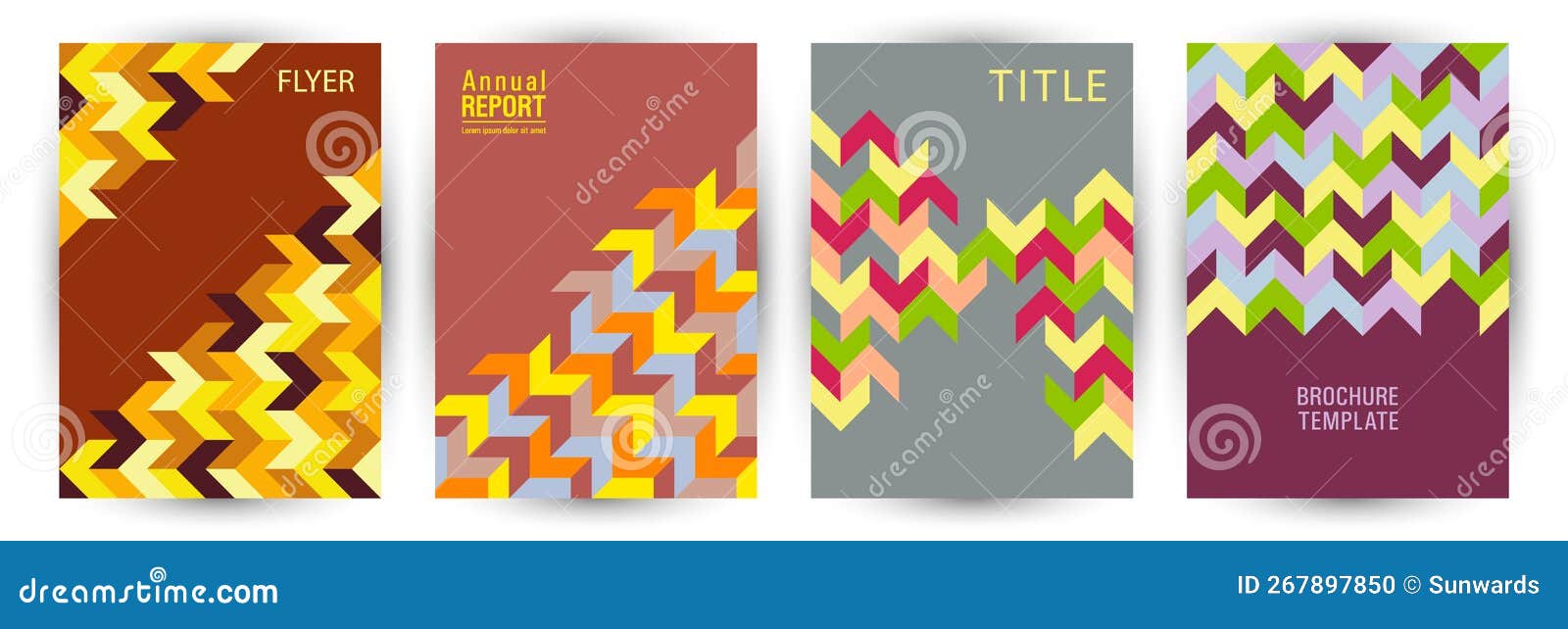 Educational Catalog Front Page Template Set Vector Design. Modernism ...