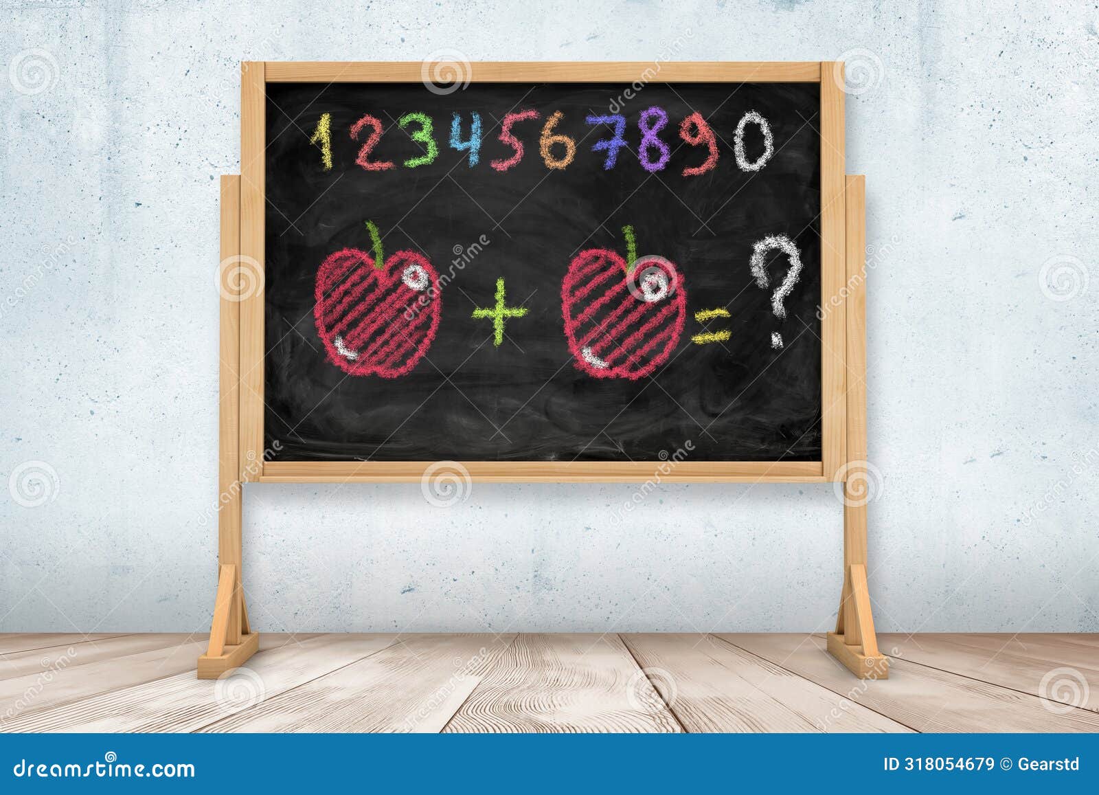 Educational Chalk Drawing of Numbers and Addition Stock Image - Image ...