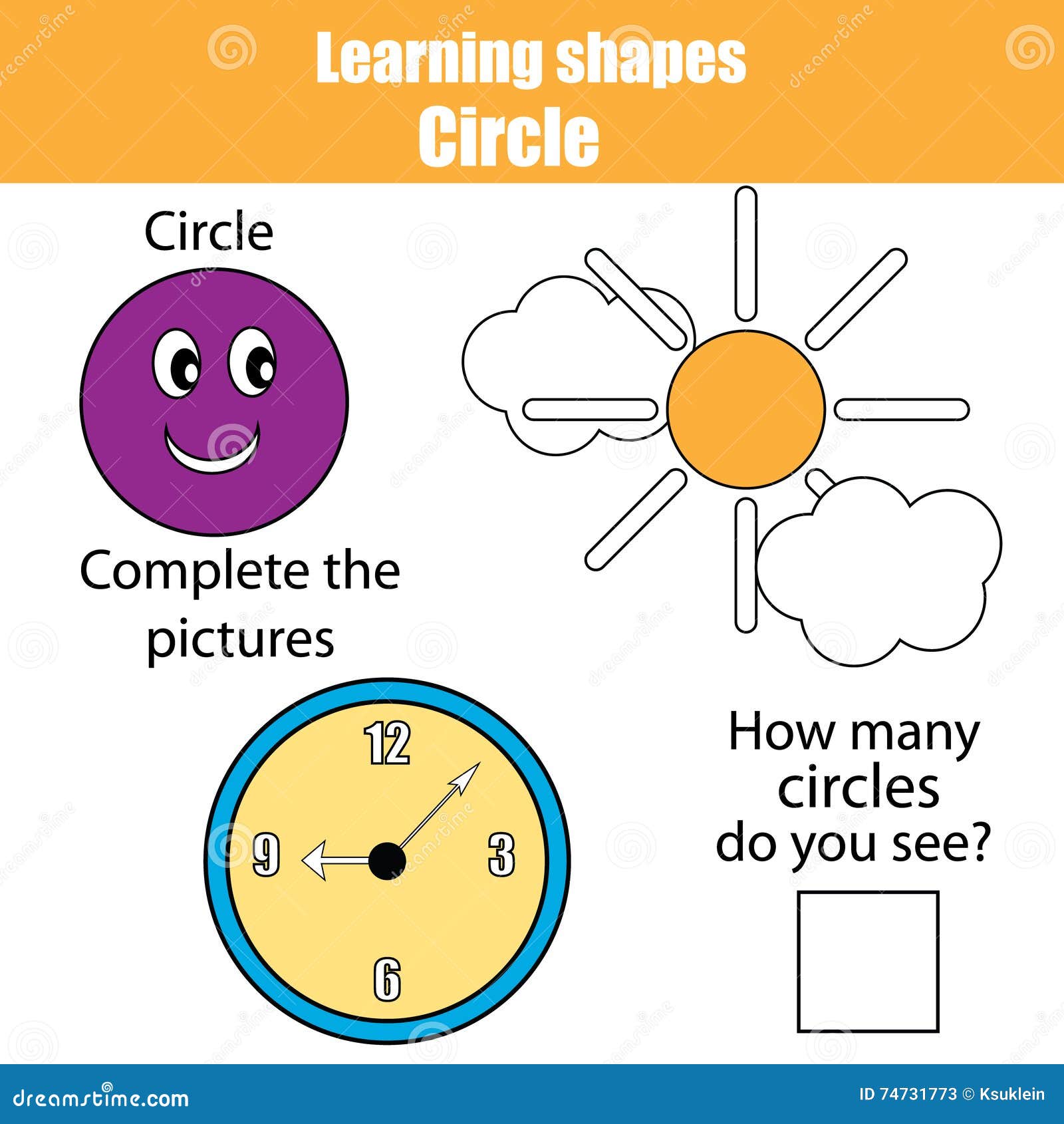 Educational Children Game, Kids Activity. Learning Shapes, Circle Stock ...