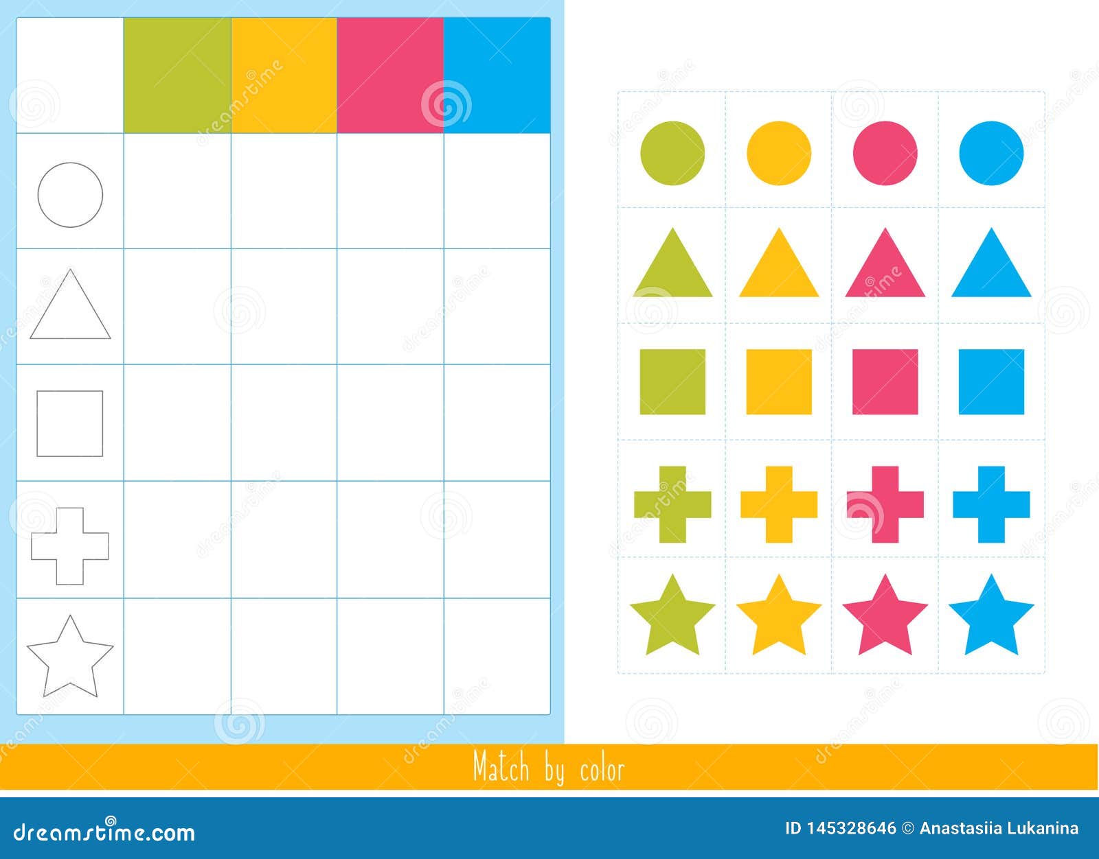 Educational Children Game. Logic Game for Kids. Match by Color Stock ...