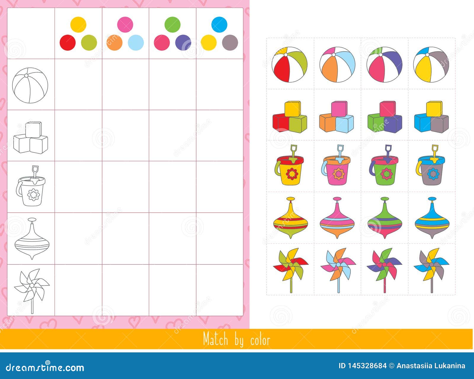 Educational Children Game. Logic Game for Kids. Match by Color Stock ...