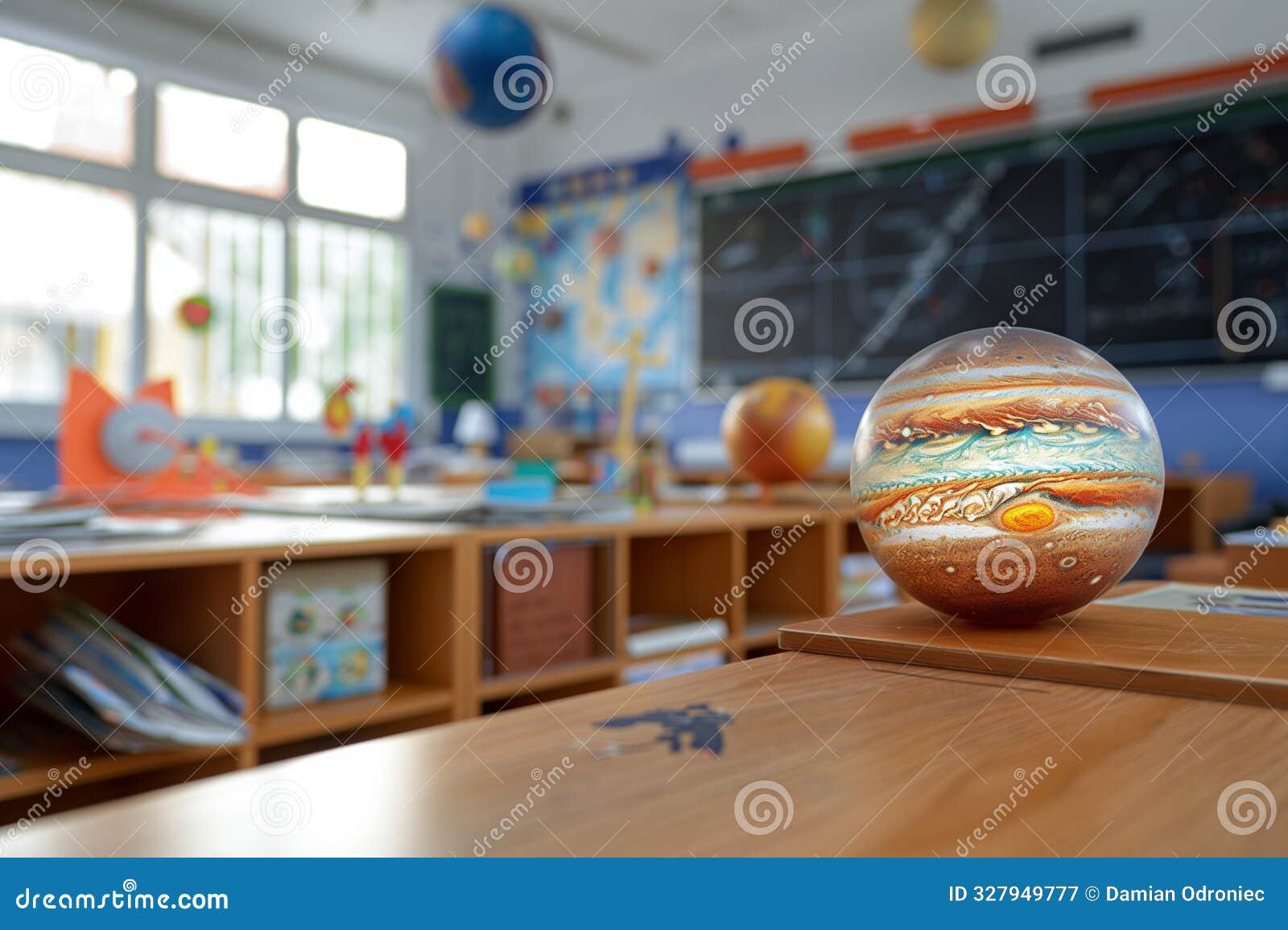 Educational Classroom with Planetary Models Stock Illustration ...