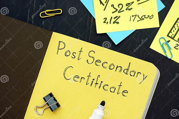 Educational Concept Meaning Post Secondary Certificate with Phrase on ...