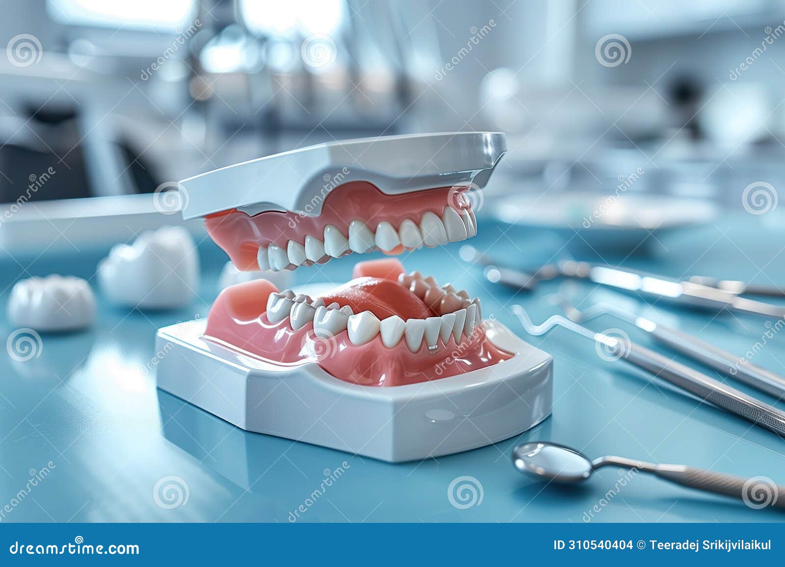 An Educational Dental Model Displaying a Full Set of Upper and Lower ...