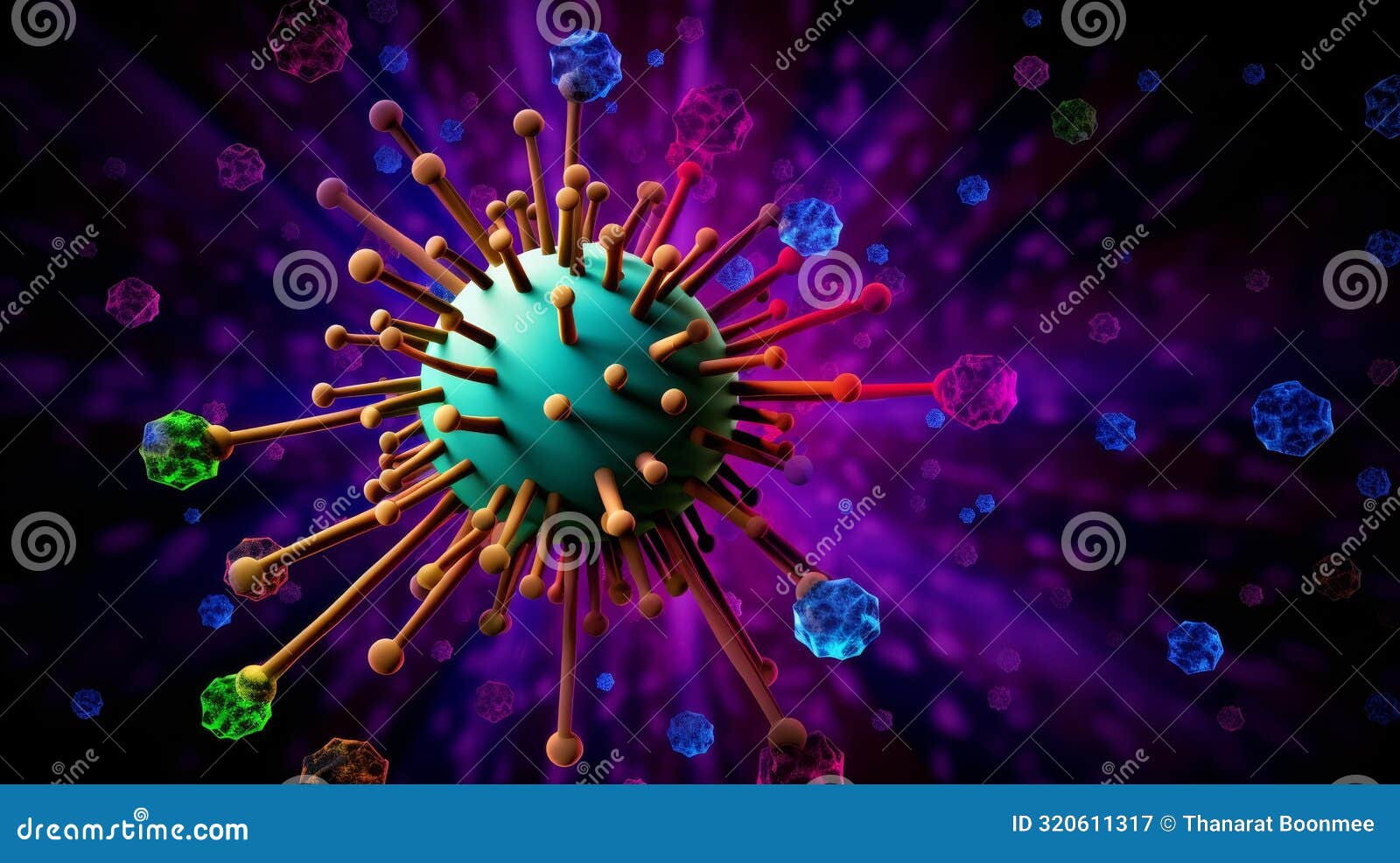 Educational and Dynamic Virus Molecule Illustration Perfect for Biology ...