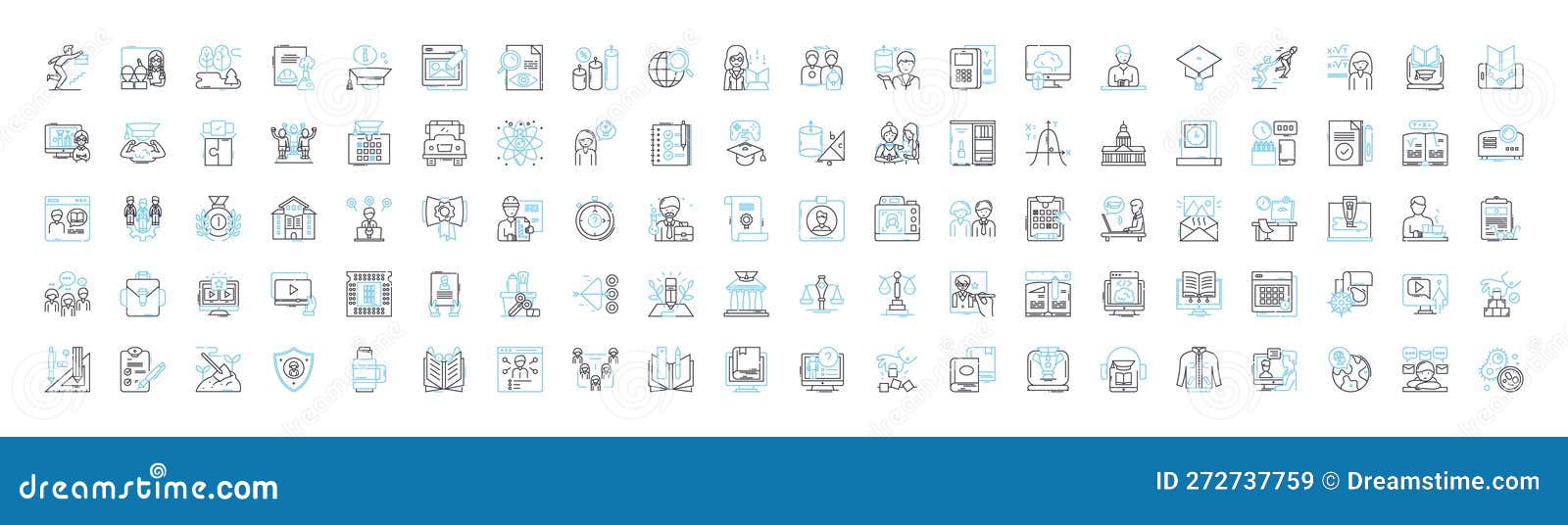 Educational Elements Vector Line Icons Set. Learning, Instruction ...