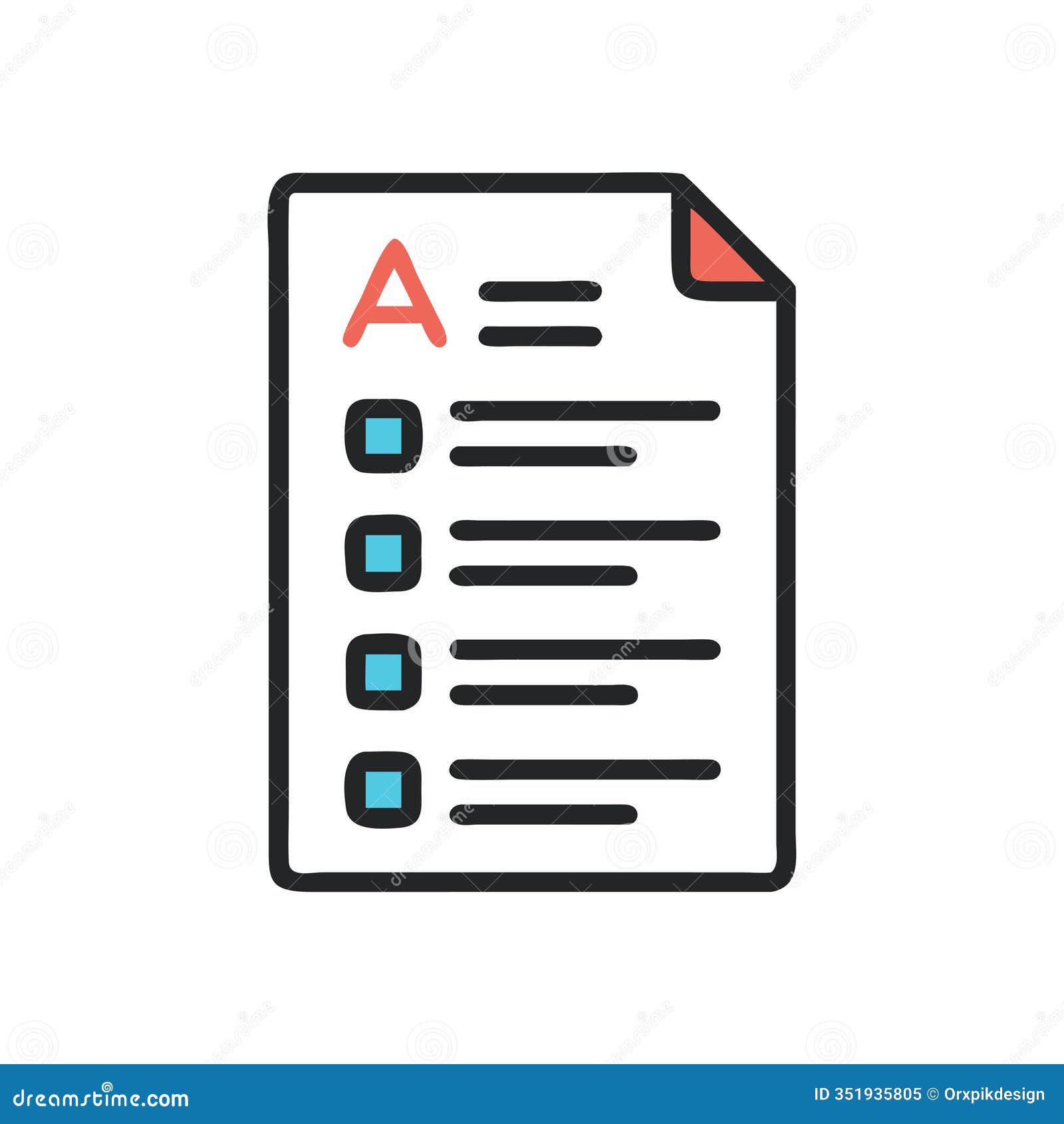 Set Exam Sheet With Check Mark, School Building, Ruler, Office Folders ...