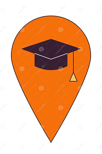 Educational Facilities Map Pinpoint 2D Linear Cartoon Object Stock ...