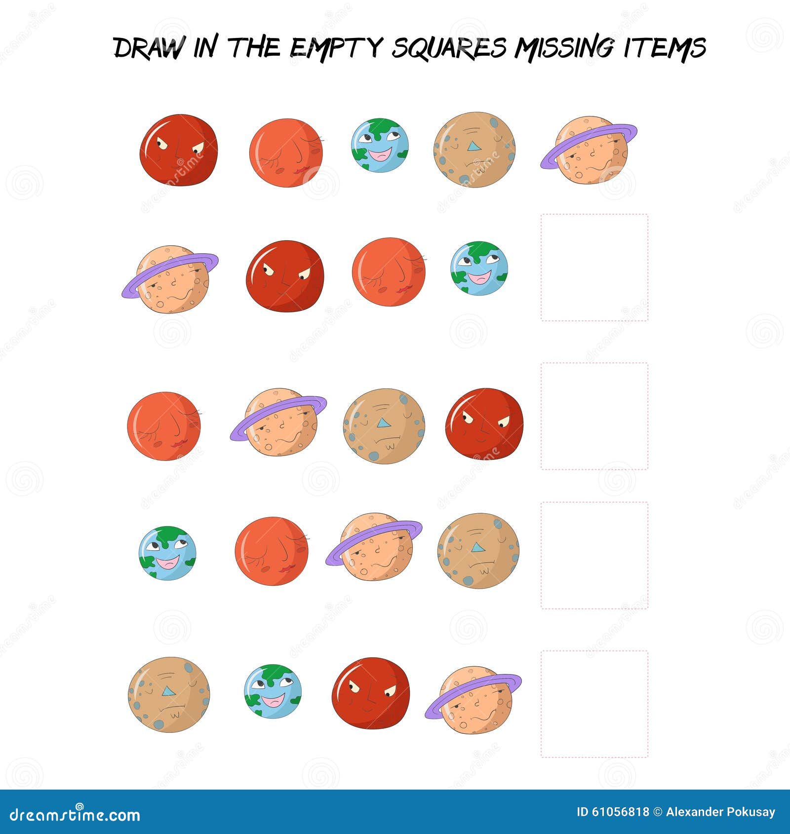 Educational Game for Child Draw the Missing Stock Vector - Illustration ...