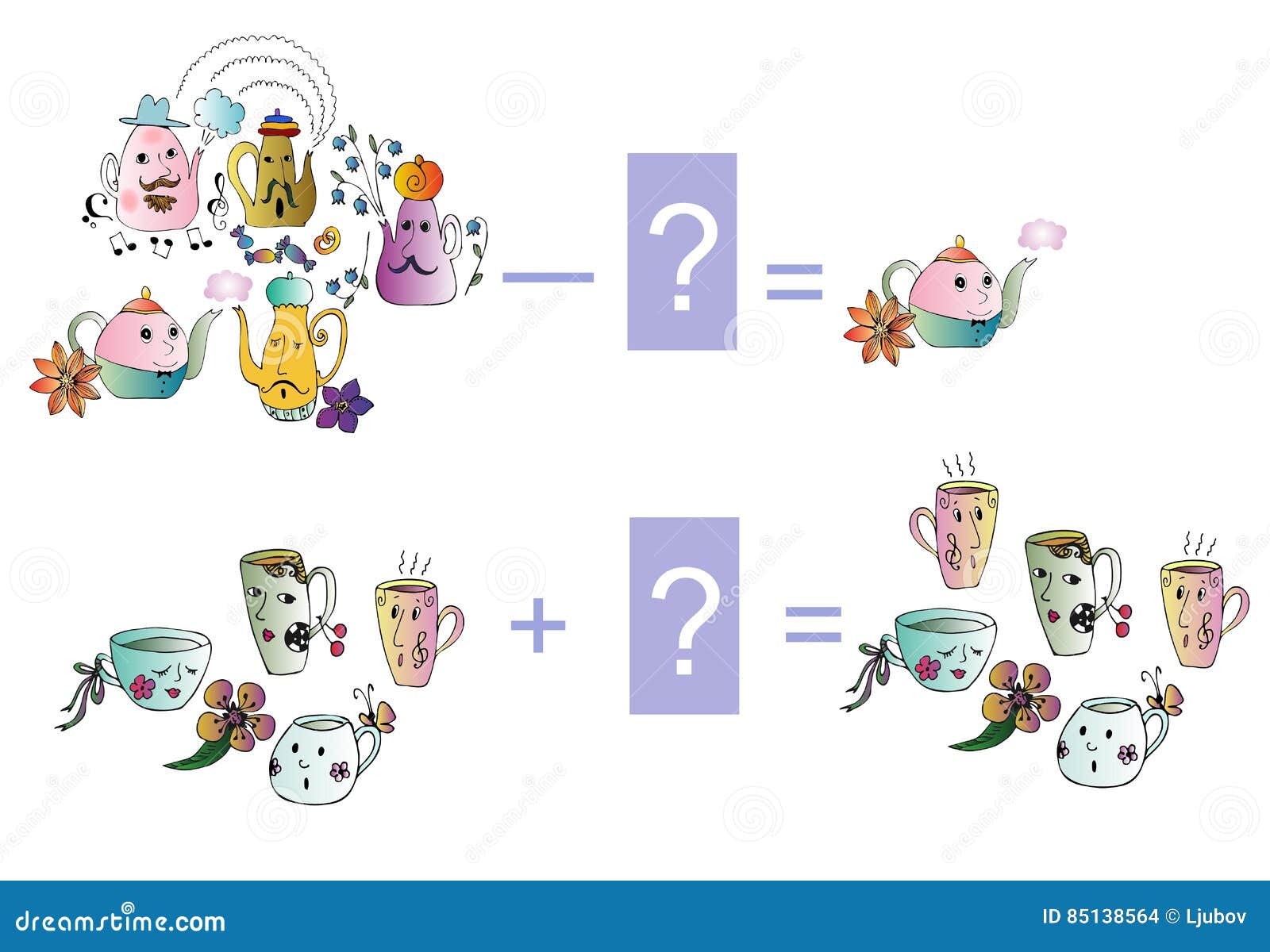 Educational Game for Children. Cartoon Illustration of Mathematical ...