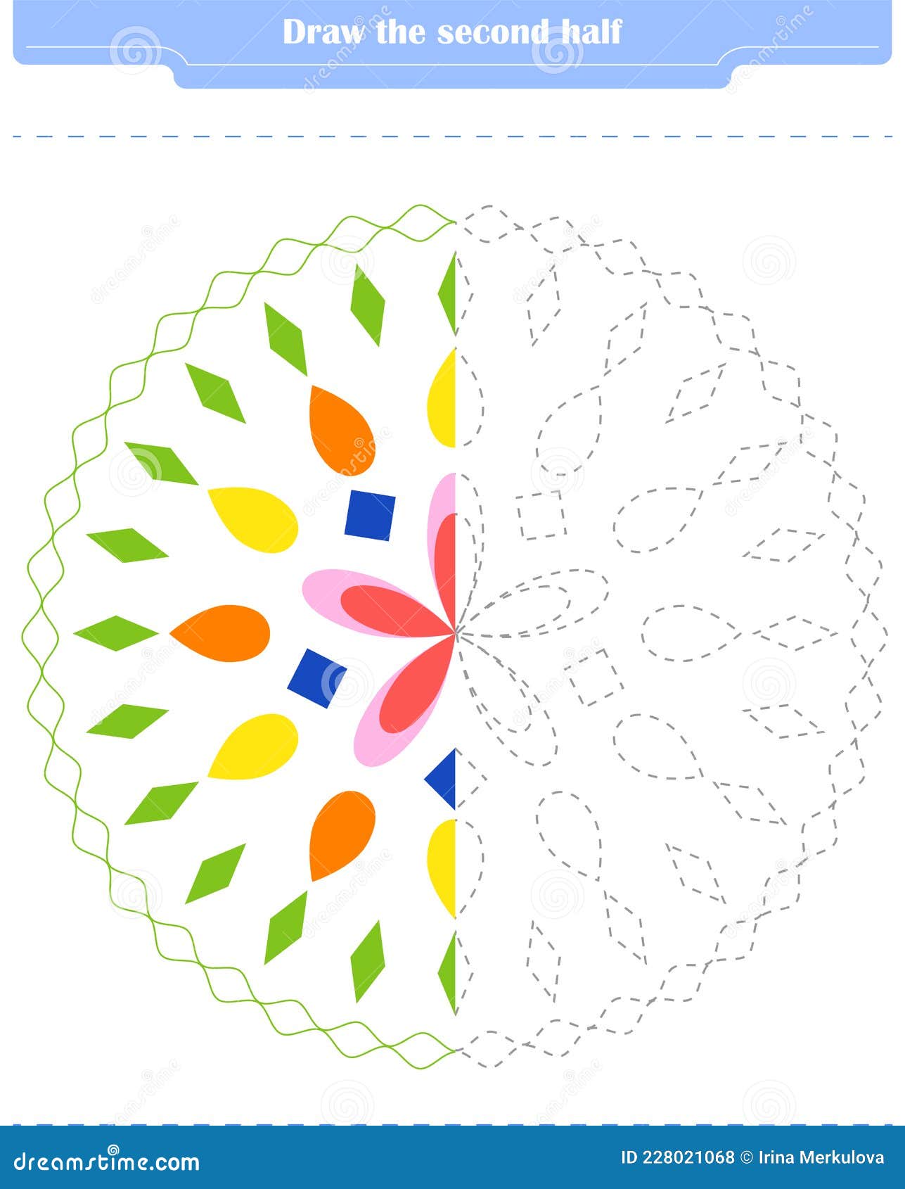 Educational Game for Children. Circle and Color the Second Part of the ...