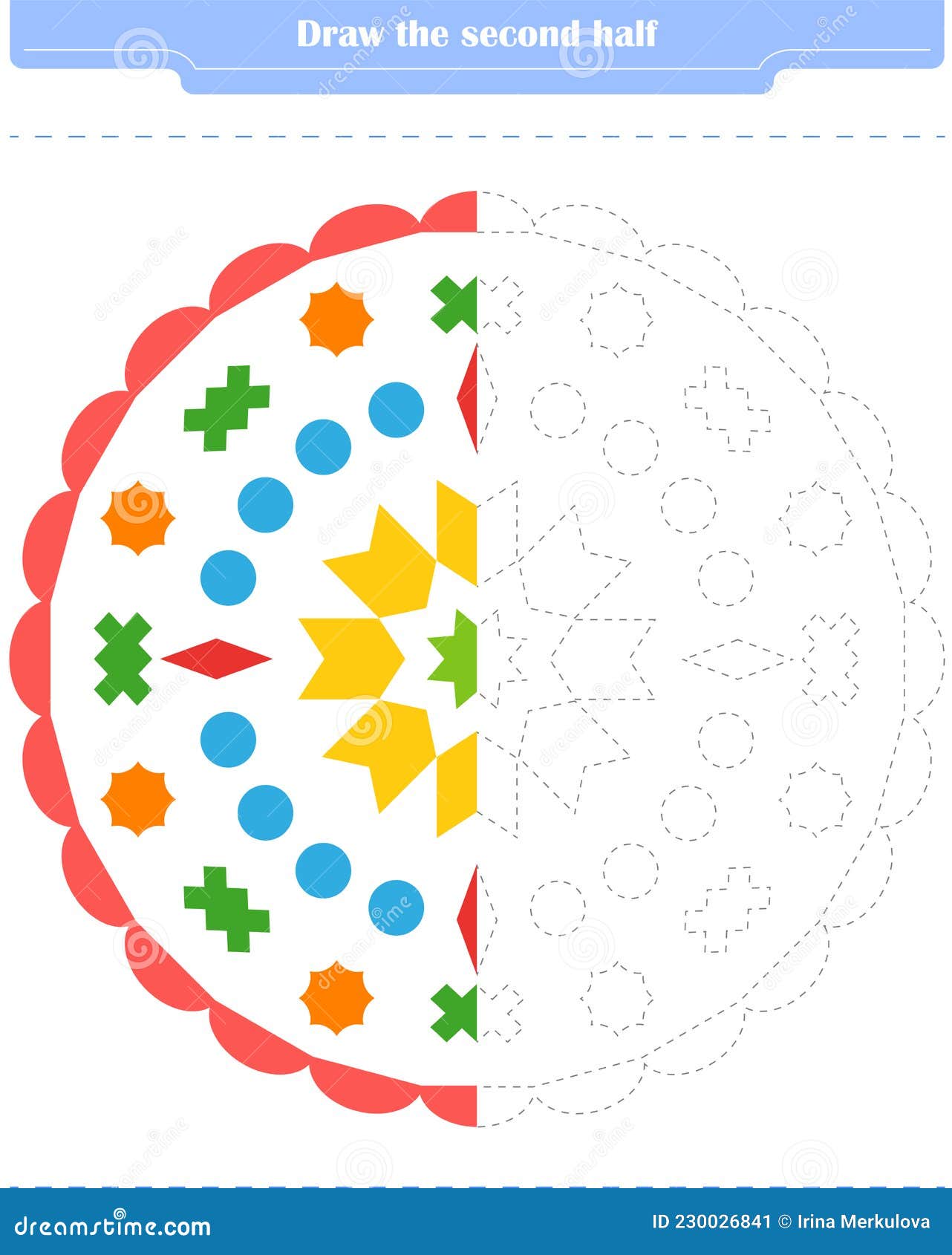 Educational Game for Children. Circle and Color the Second Part of the ...