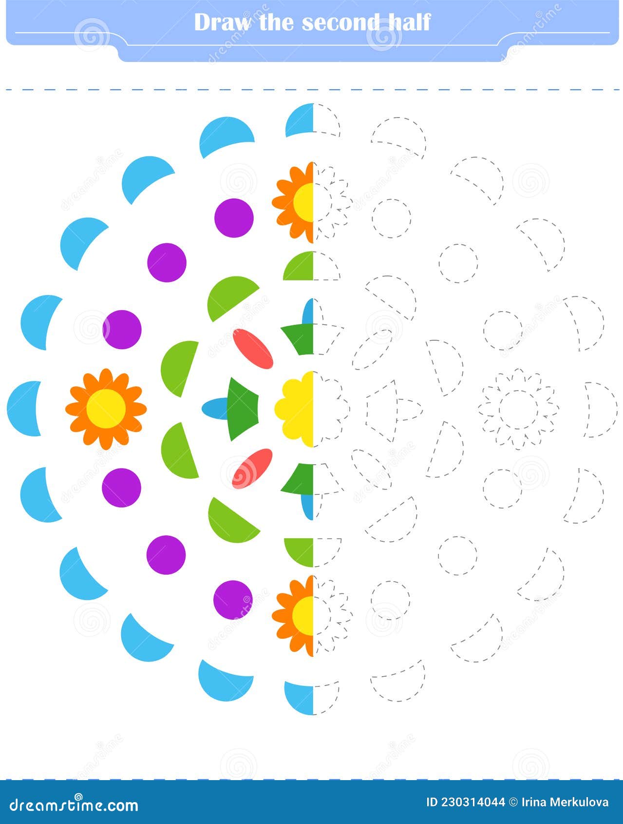 Educational Game for Children. Circle and Color the Second Part of the ...