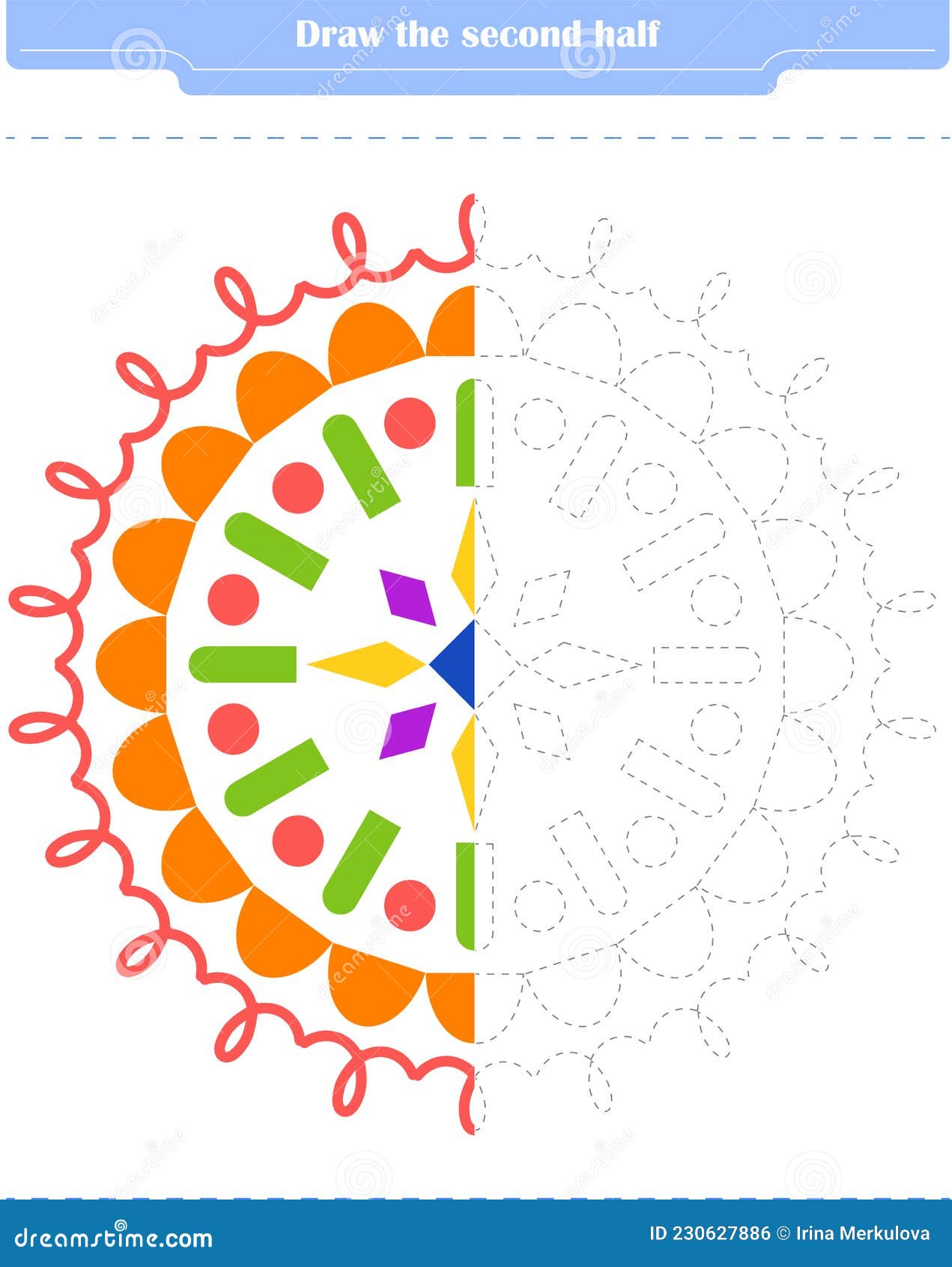 Educational Game for Children. Circle and Color the Second Part of the ...