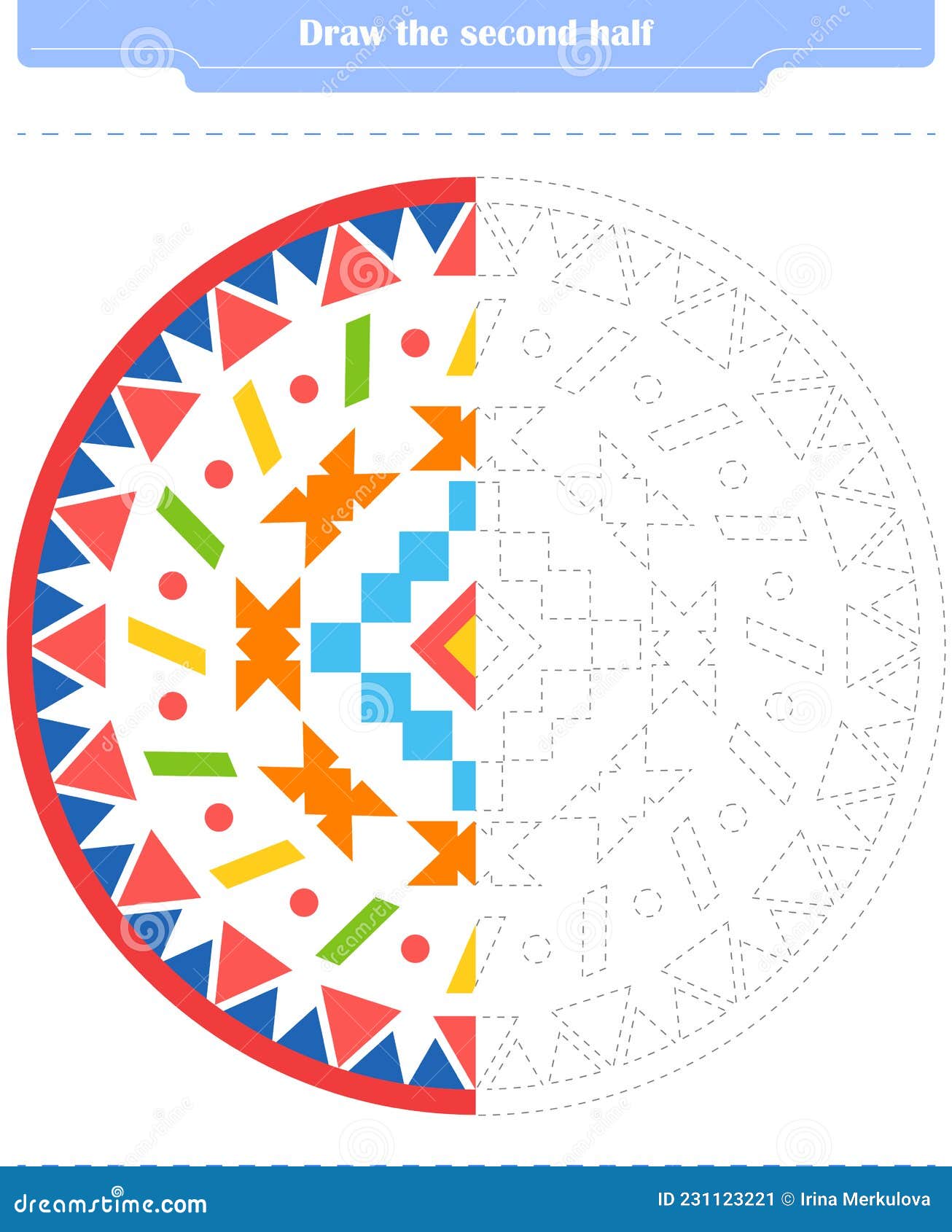 Educational Game for Children. Circle and Color the Second Part of the ...