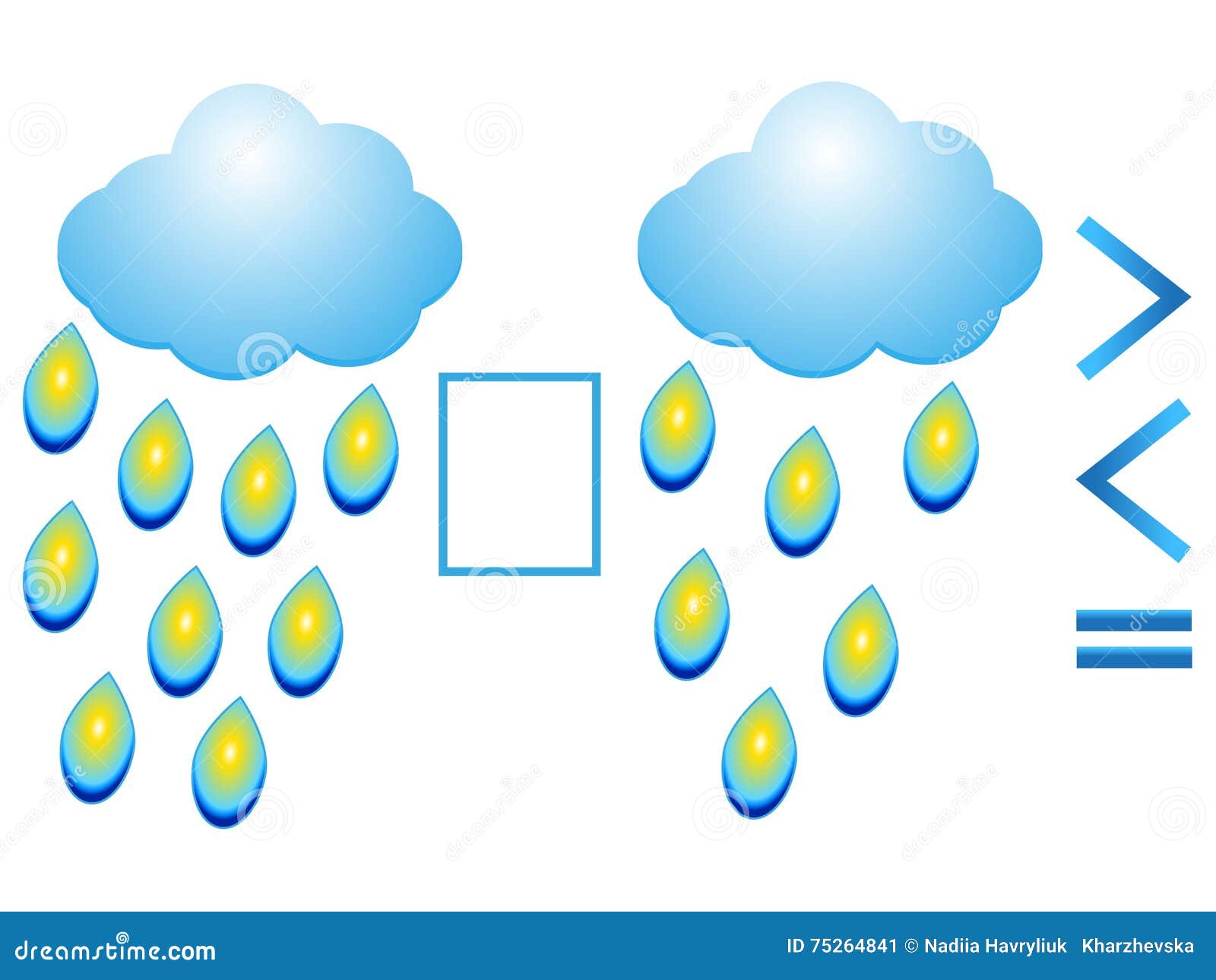 Educational Game for Children, Comparison of the Number of Drops. Stock ...