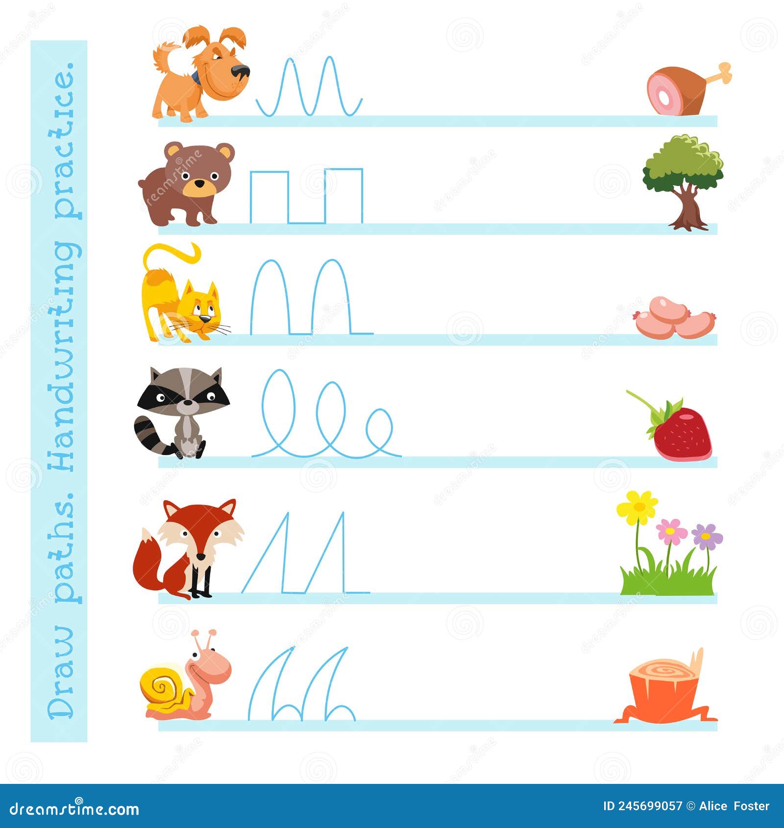 Educational Game for Children. Draw Paths. Handwriting Practice. Cute ...