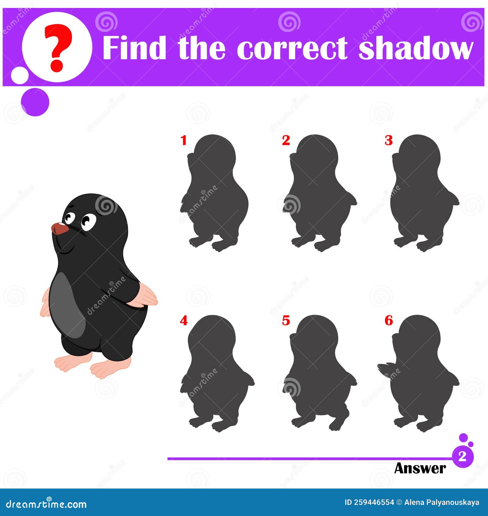 Educational Game for Children. Find the Correct Shadow Stock ...