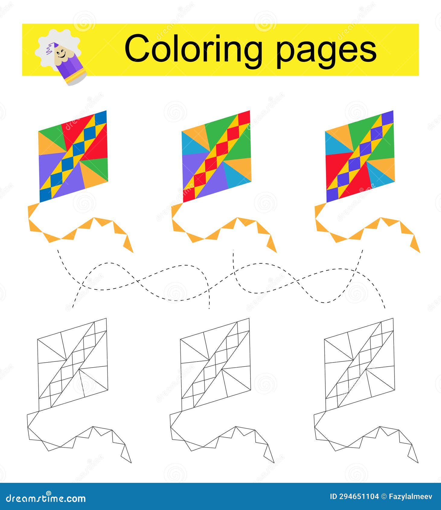 Educational Game for Children. Go through the Maze and Color a Kite ...