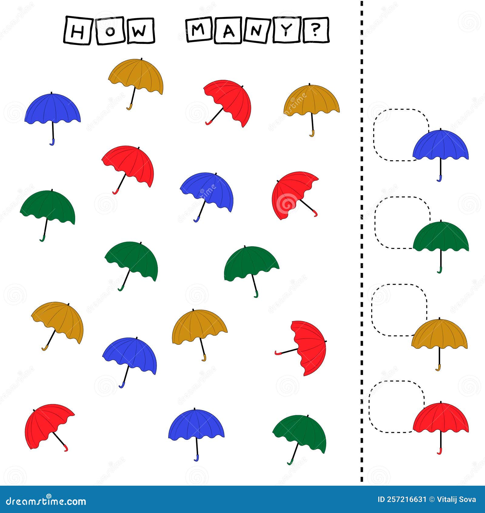 HOW MANY stock illustration. Illustration of umbrella - 257216631