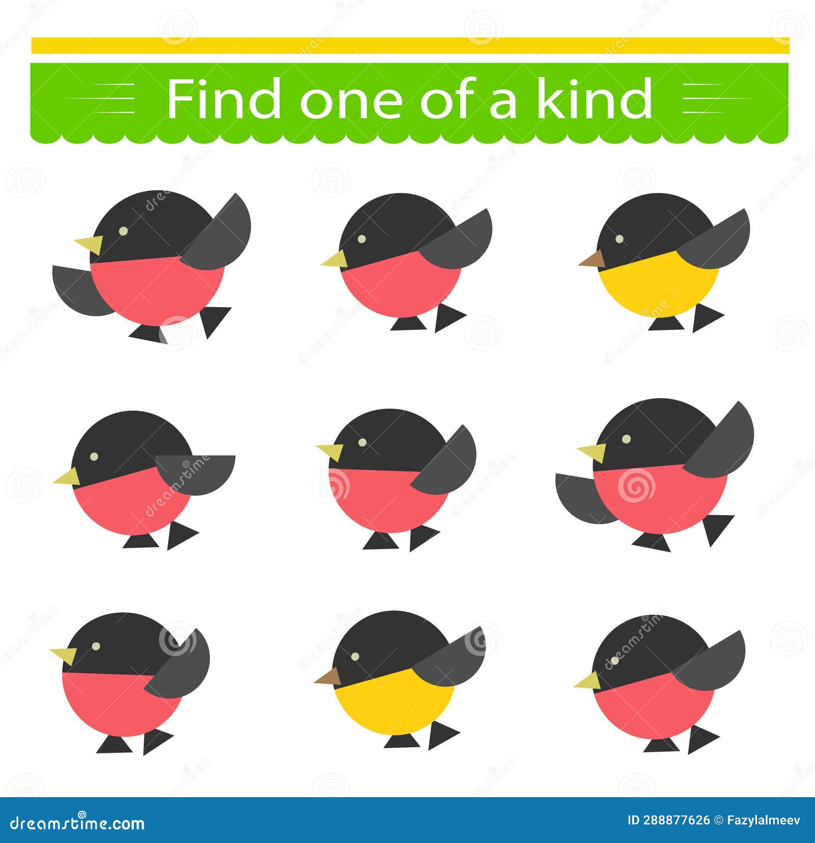 Educational Game for Children. Need To Find One of a Kind Bird Stock ...