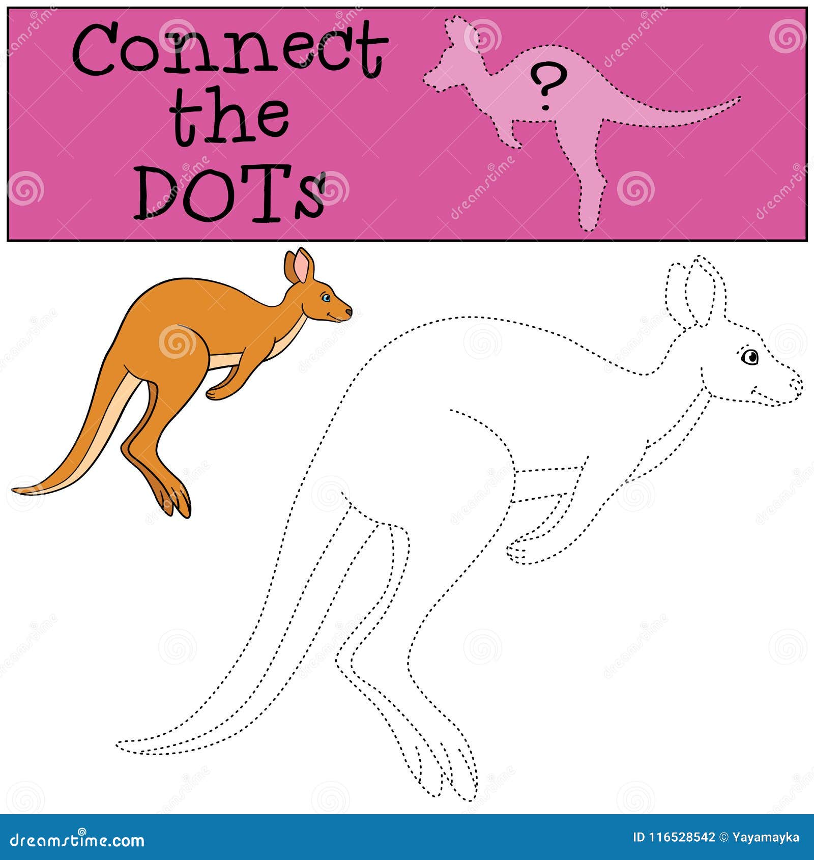 Educational Game: Connect the Dots. Cute Kangaroo Runs. Stock Vector ...