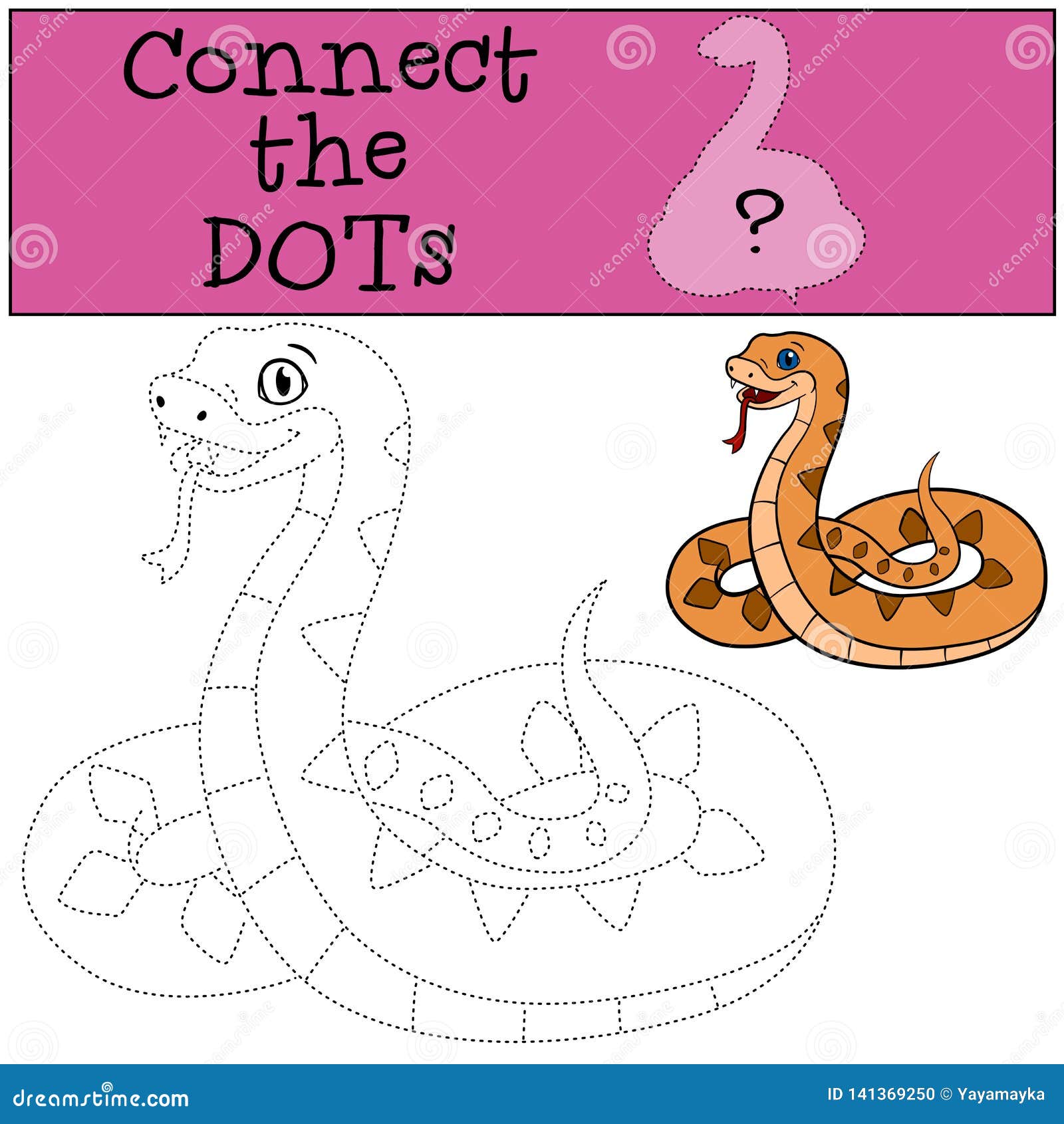 Educational Game: Connect the Dots. Little Cute Smiling Viper Stock ...
