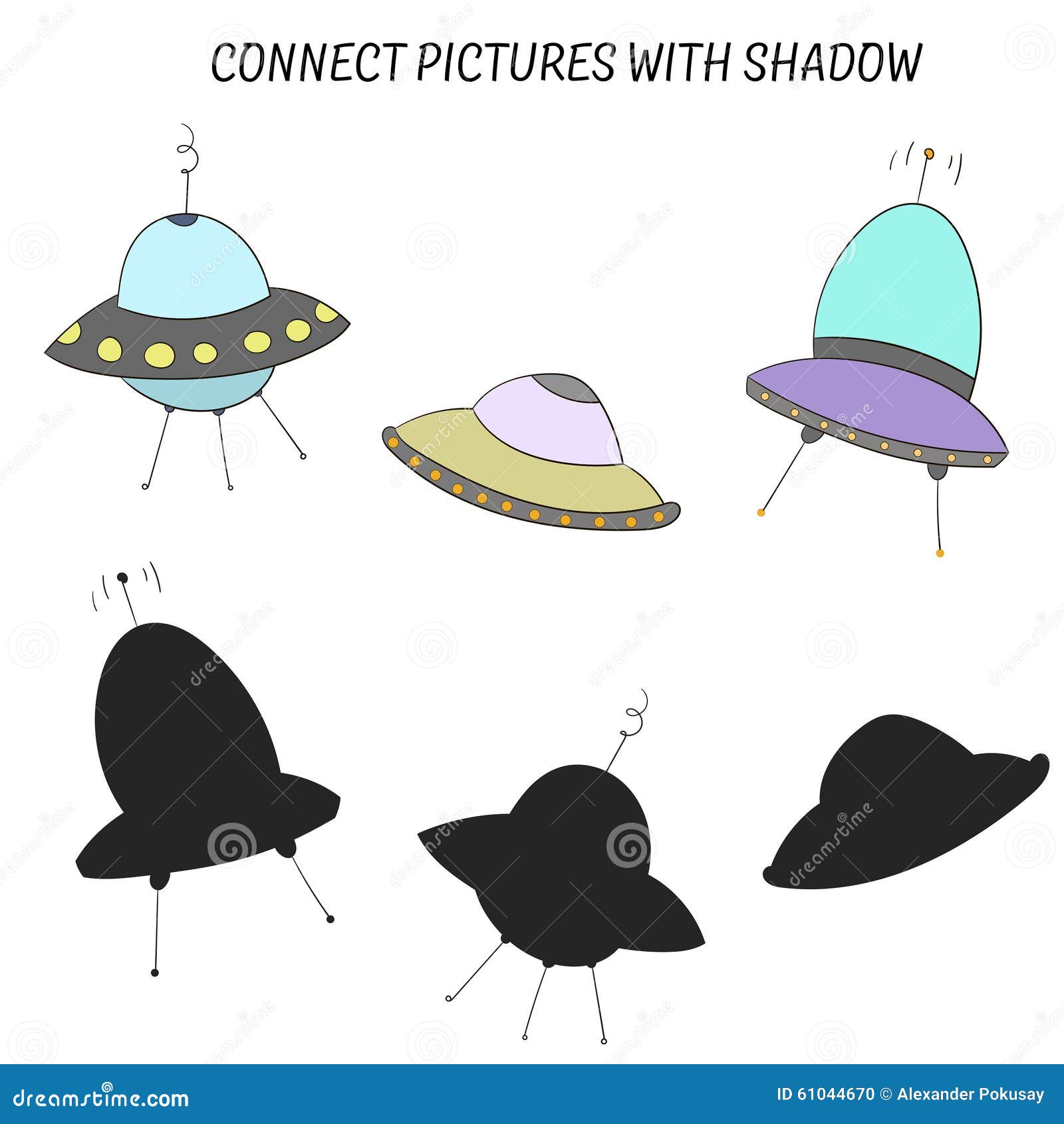 Educational Game Connect with Shadow Stock Vector - Illustration of ...