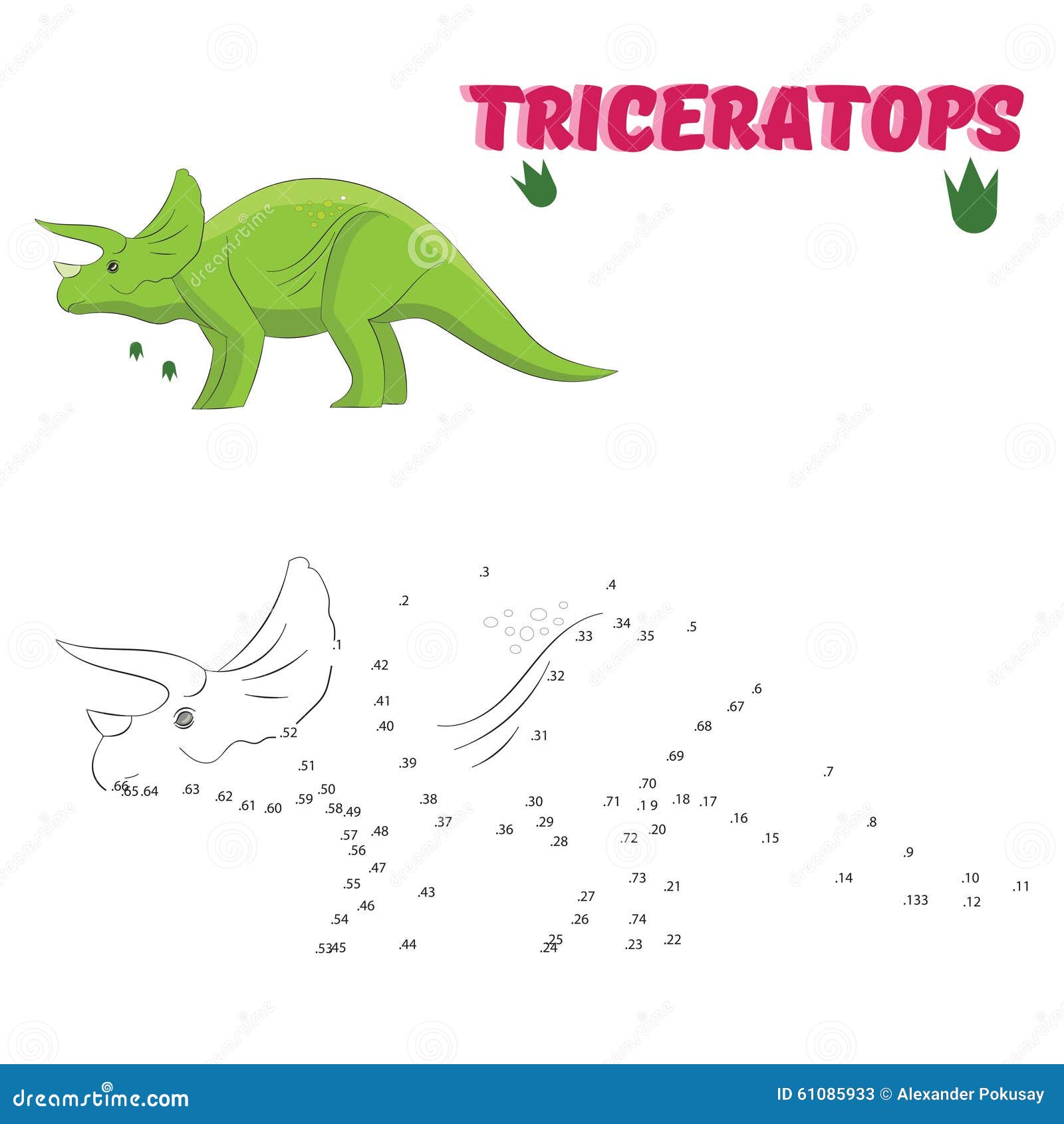 Draw The Dinosaur. Vector Prehistoric Drawing Practice Worksheet With ...