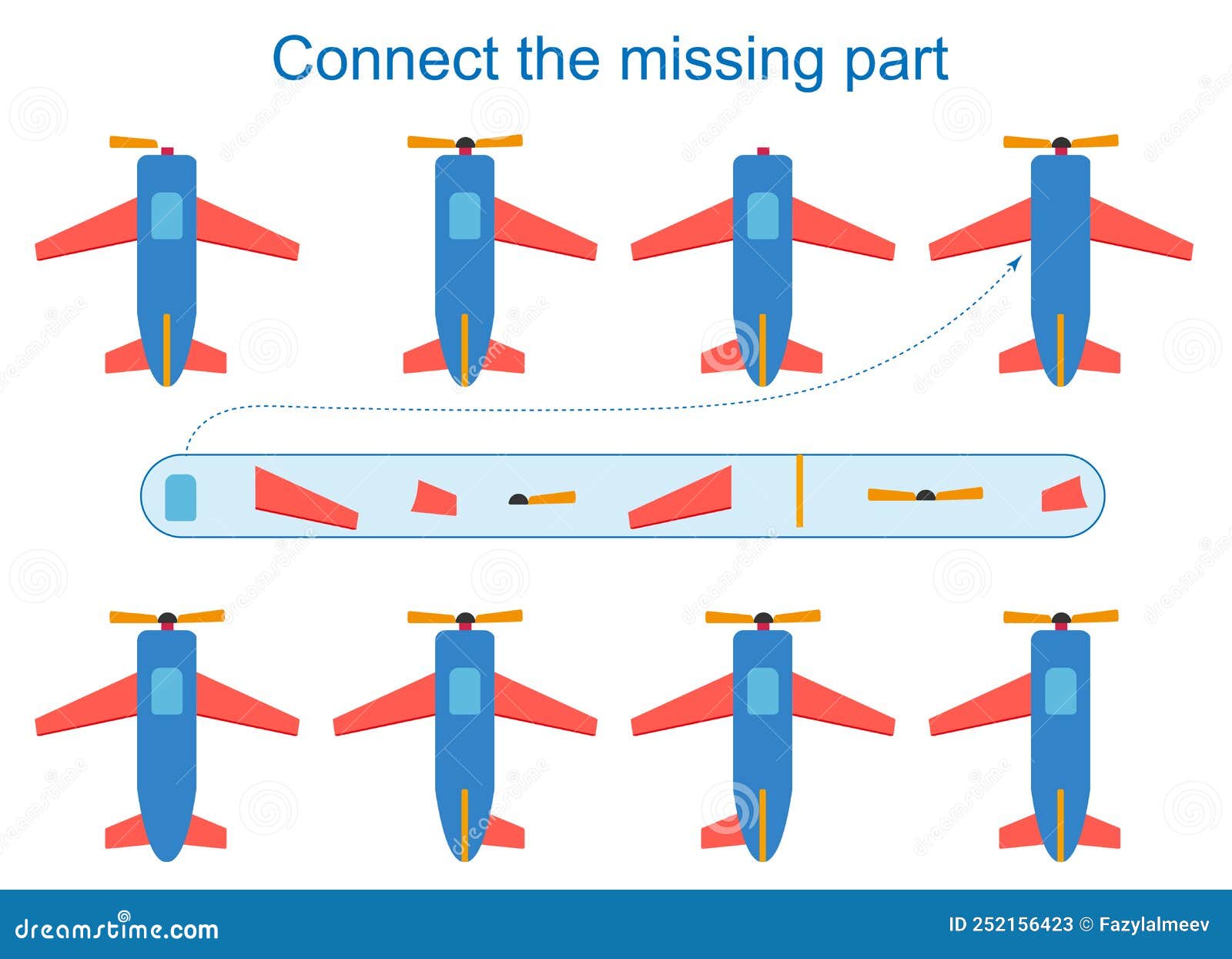 Educational Game. Kids Activity Sheet. Connect the Missing Part. Vector ...